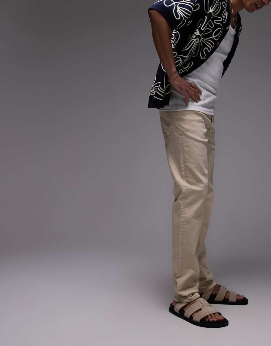 MANGO Patrick Slim Fit Jeans In Light Beige | endource