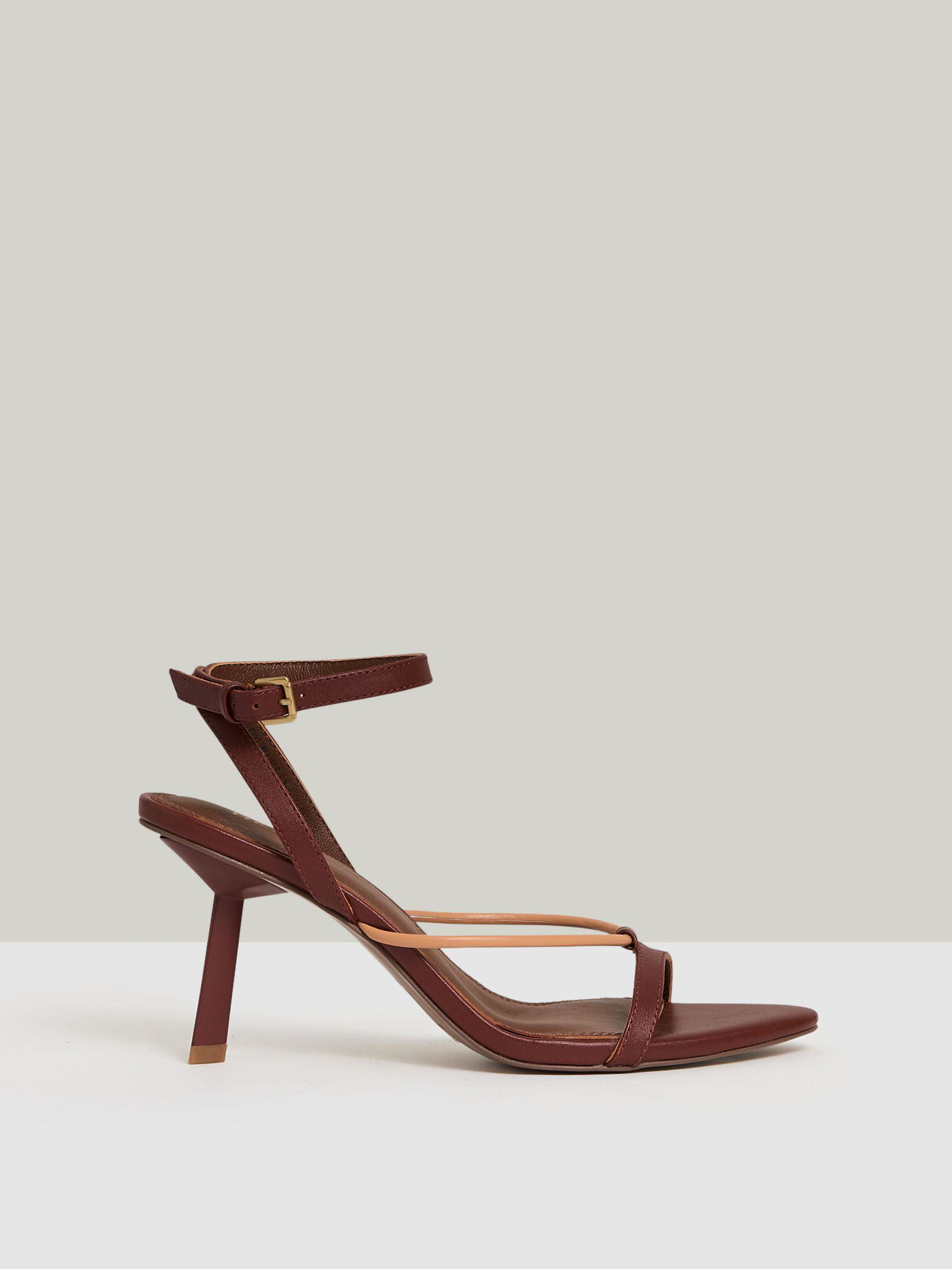 REISS Ashley Leather Strappy Heeled Sandals in Tan | endource