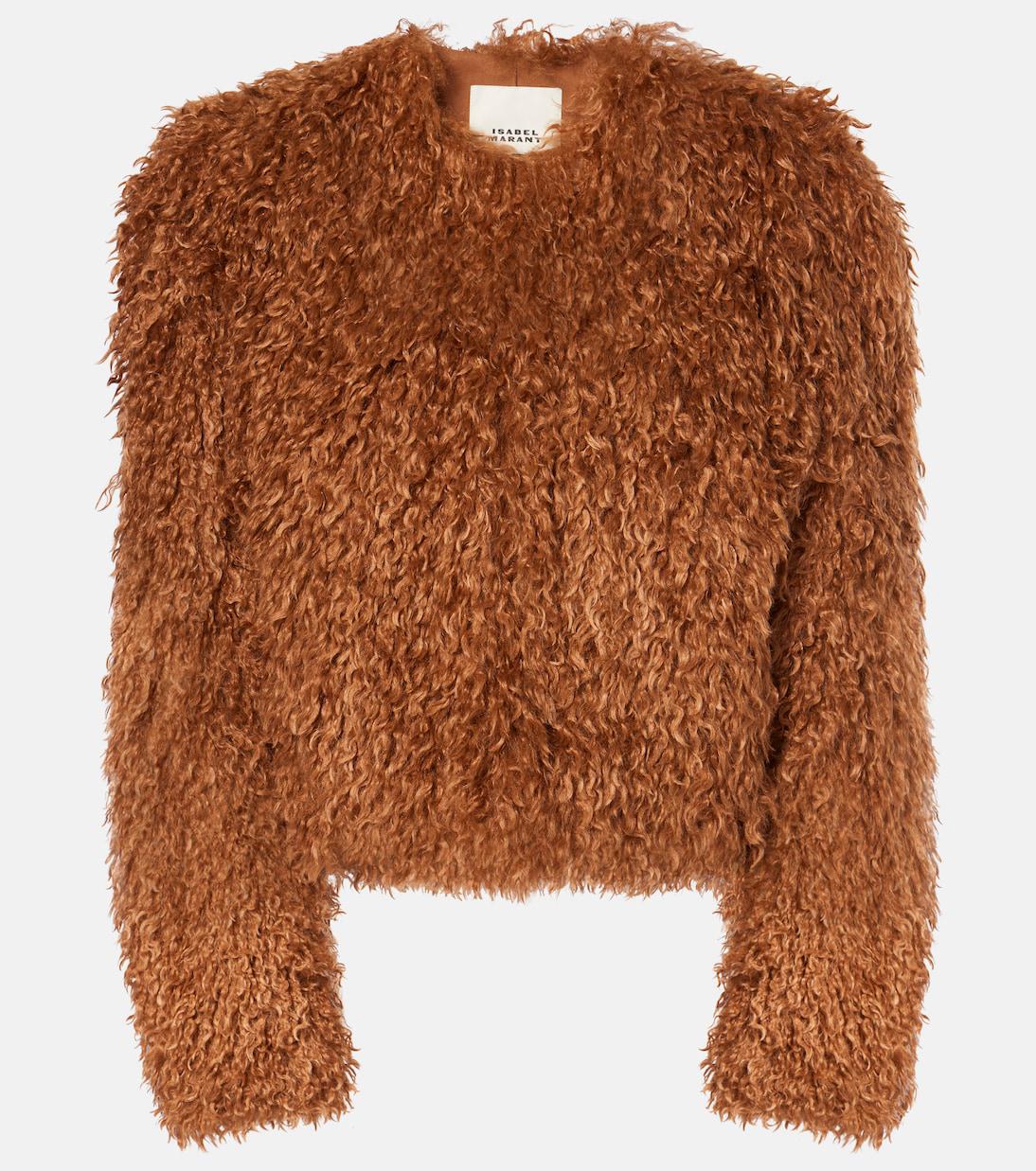 ISABEL MARANT Faustine Cropped Faux-Shearling Jacket in Brown | Endource