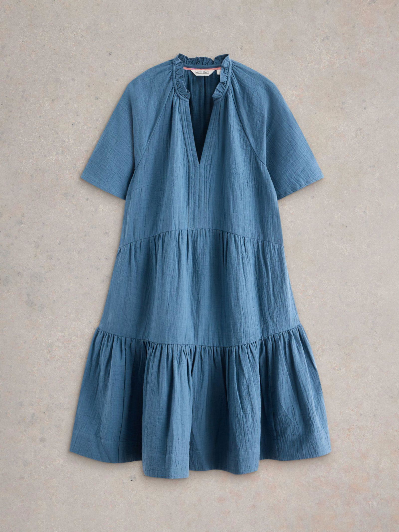 WHITE STUFF Sophia Organic Cotton Double Cloth Dress in Dusky Blue ...