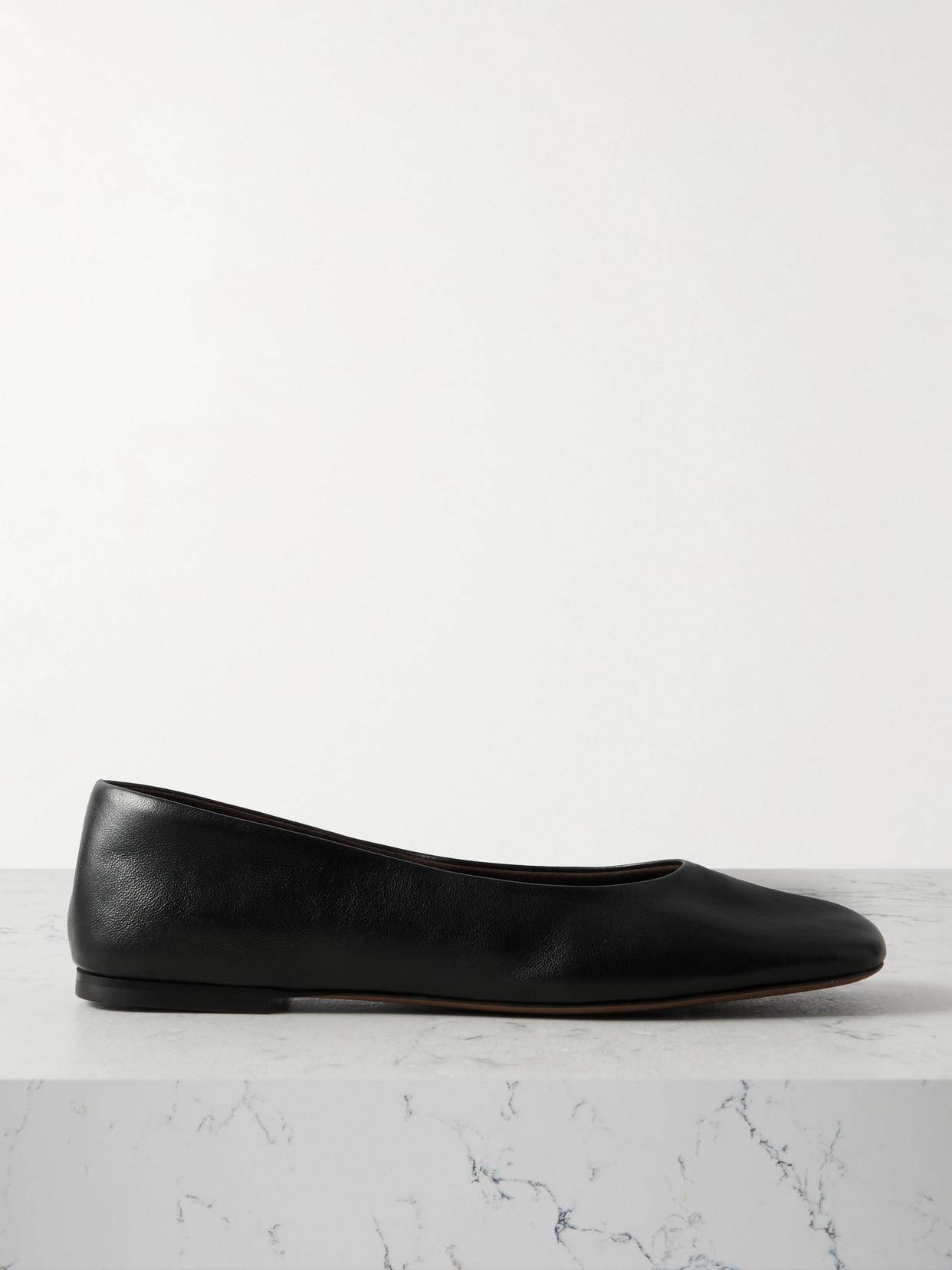 THE ROW Leather Ballet Flats in Black | endource