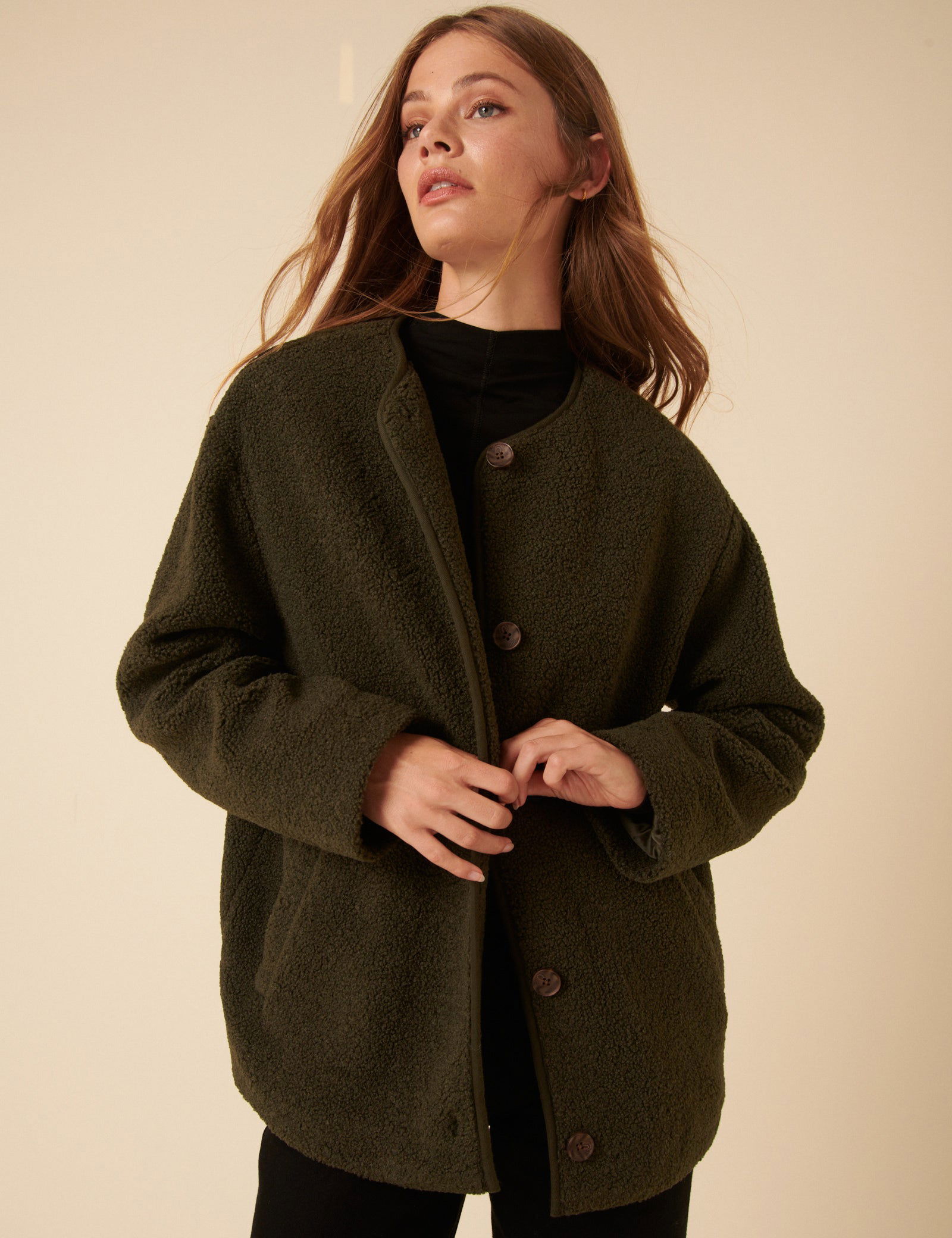NOBODY'S CHILD Long Sleeve Borg Jacket | endource