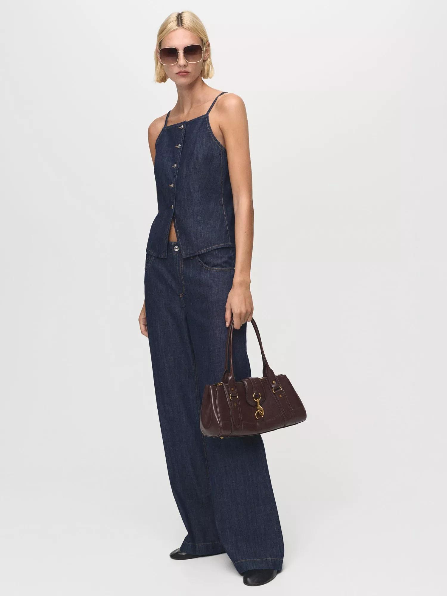 MANGO Lia Denim Top, Open Blue | endource