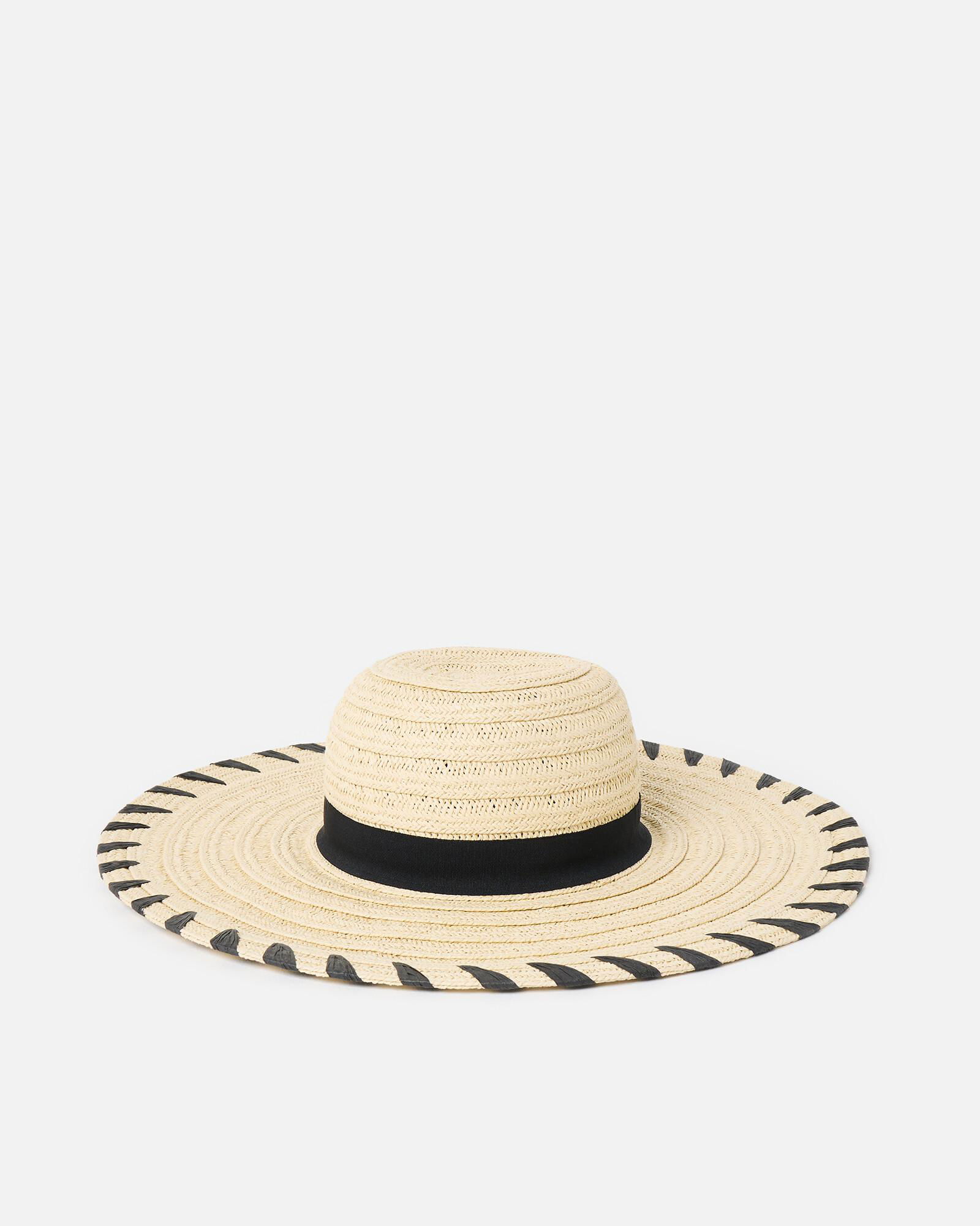 OLIVER BONAS Whipstitch Edge Floppy Straw Hat in Cream | endource