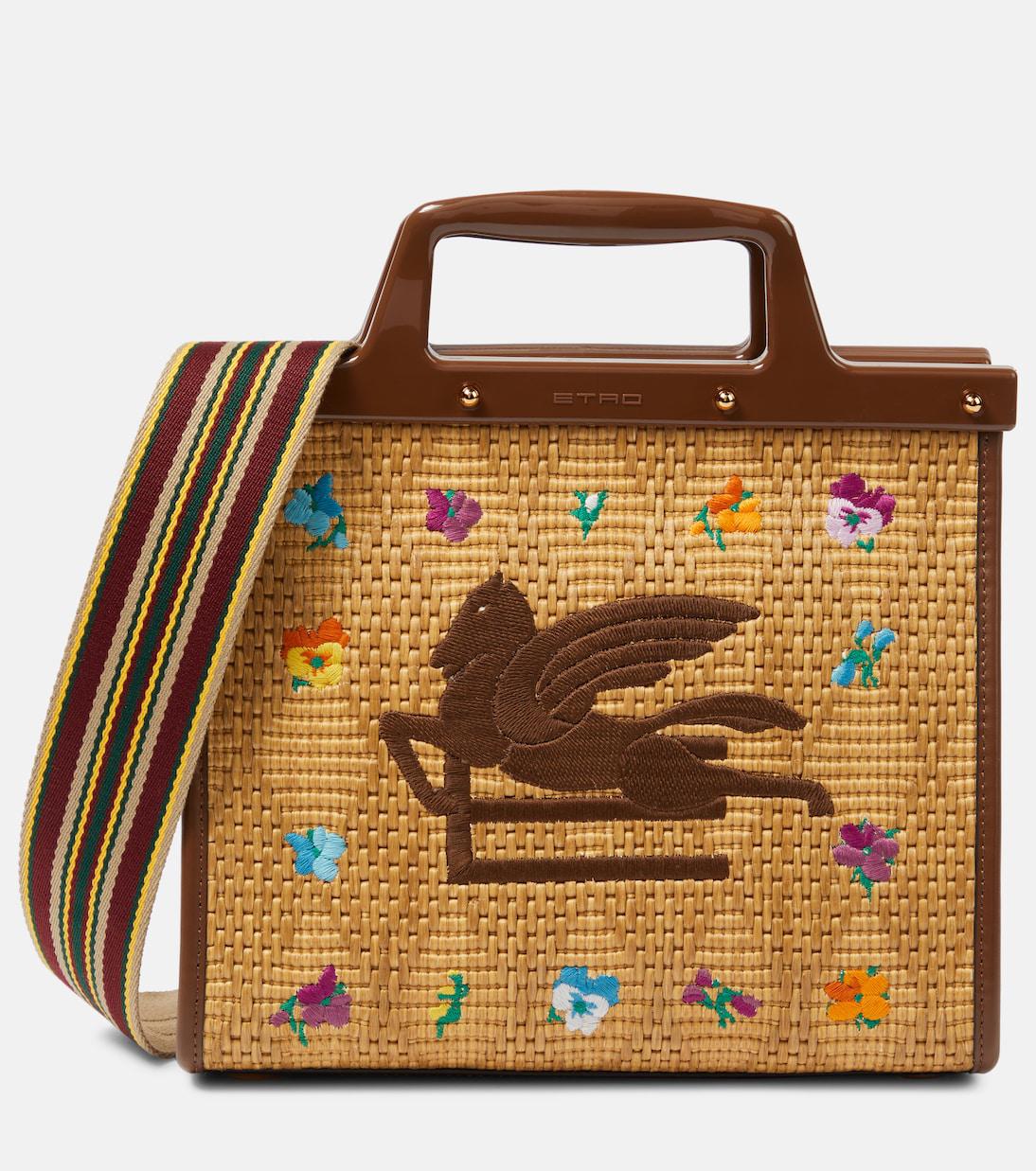 ETRO Love Trotter Small Raffia Tote Bag in Multicoloured | Endource