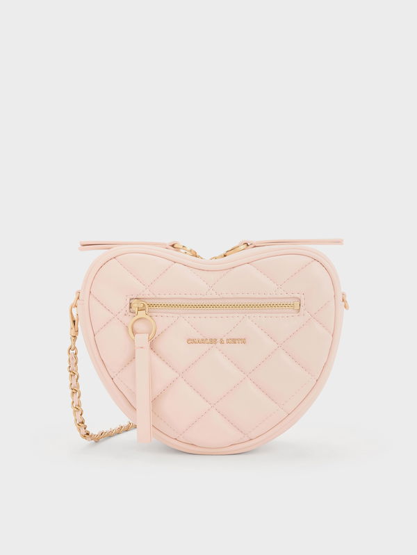 CHARLES & KEITH Paffuto Quilted Heart Crossbody Bag | endource