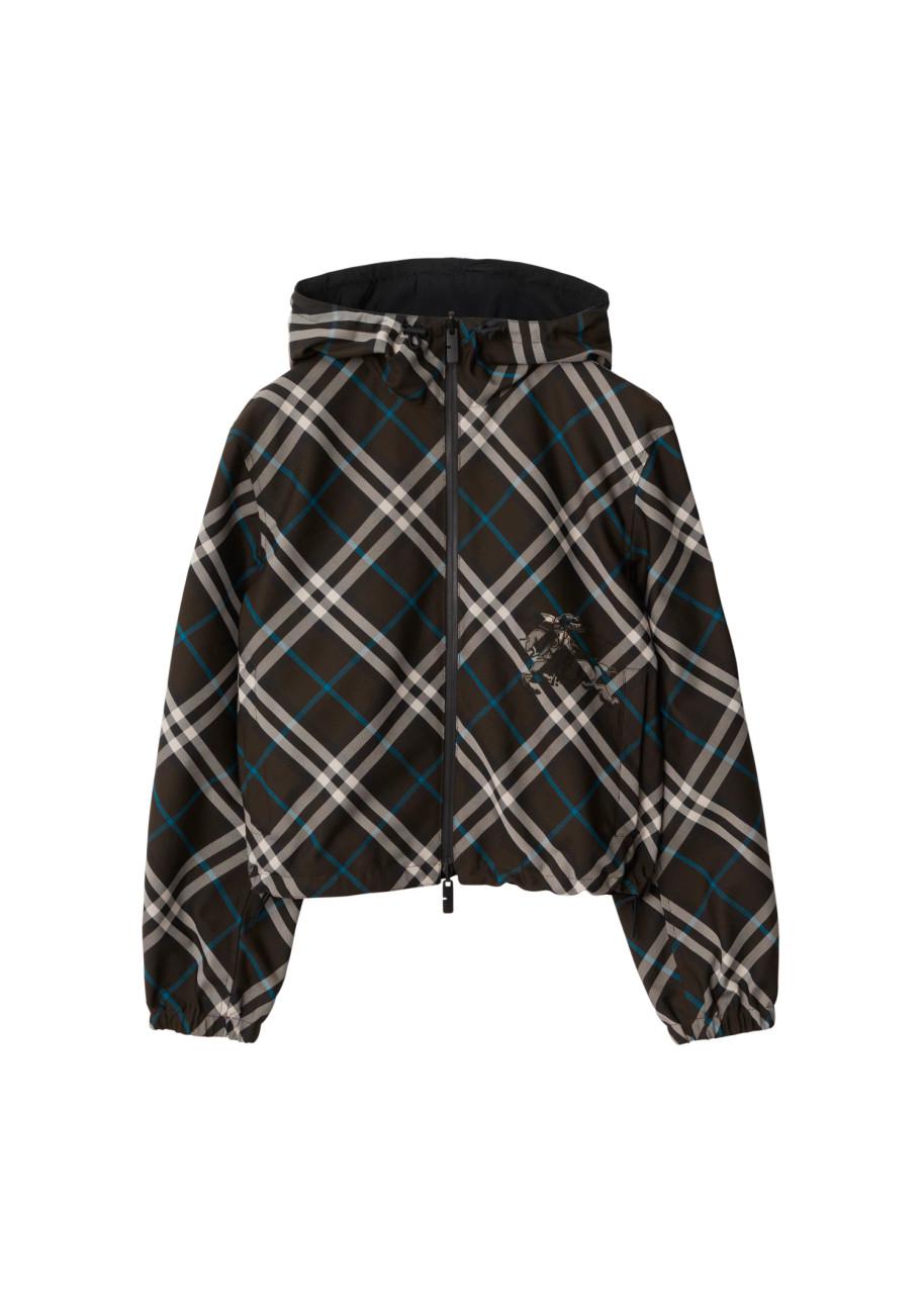 BURBERRY Cropped Reversible Check Jacket | endource