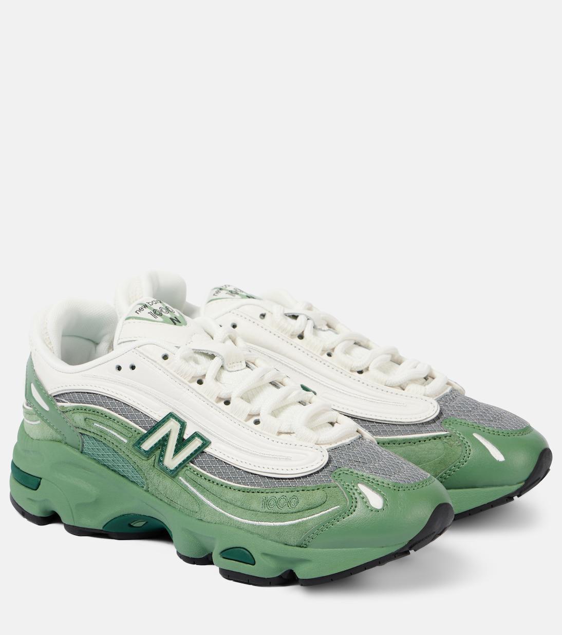 NEW BALANCE 1000 Colorblocked Leather Sneakers | endource