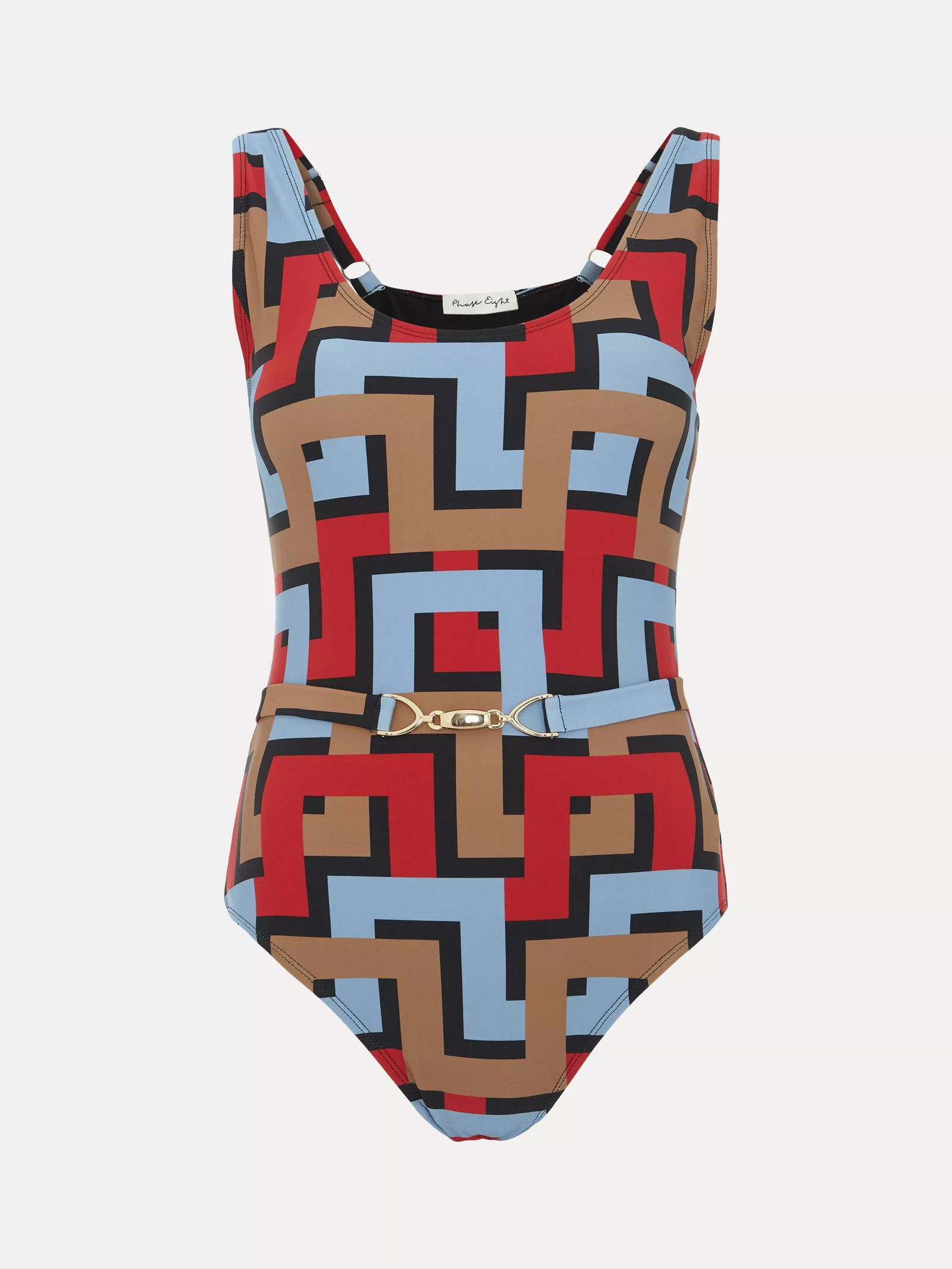 PHASE EIGHT Geometric Belted Swimsuit in Multi | endource