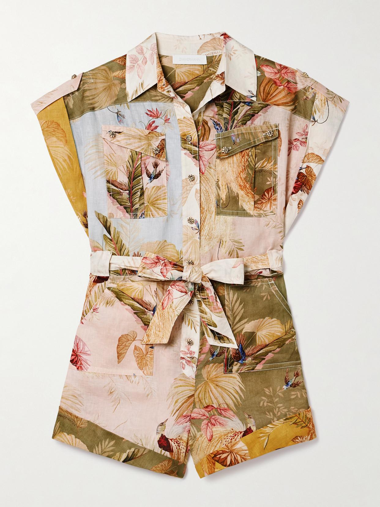 ZIMMERMANN Ascension Floral-Print Linen Playsuit | endource