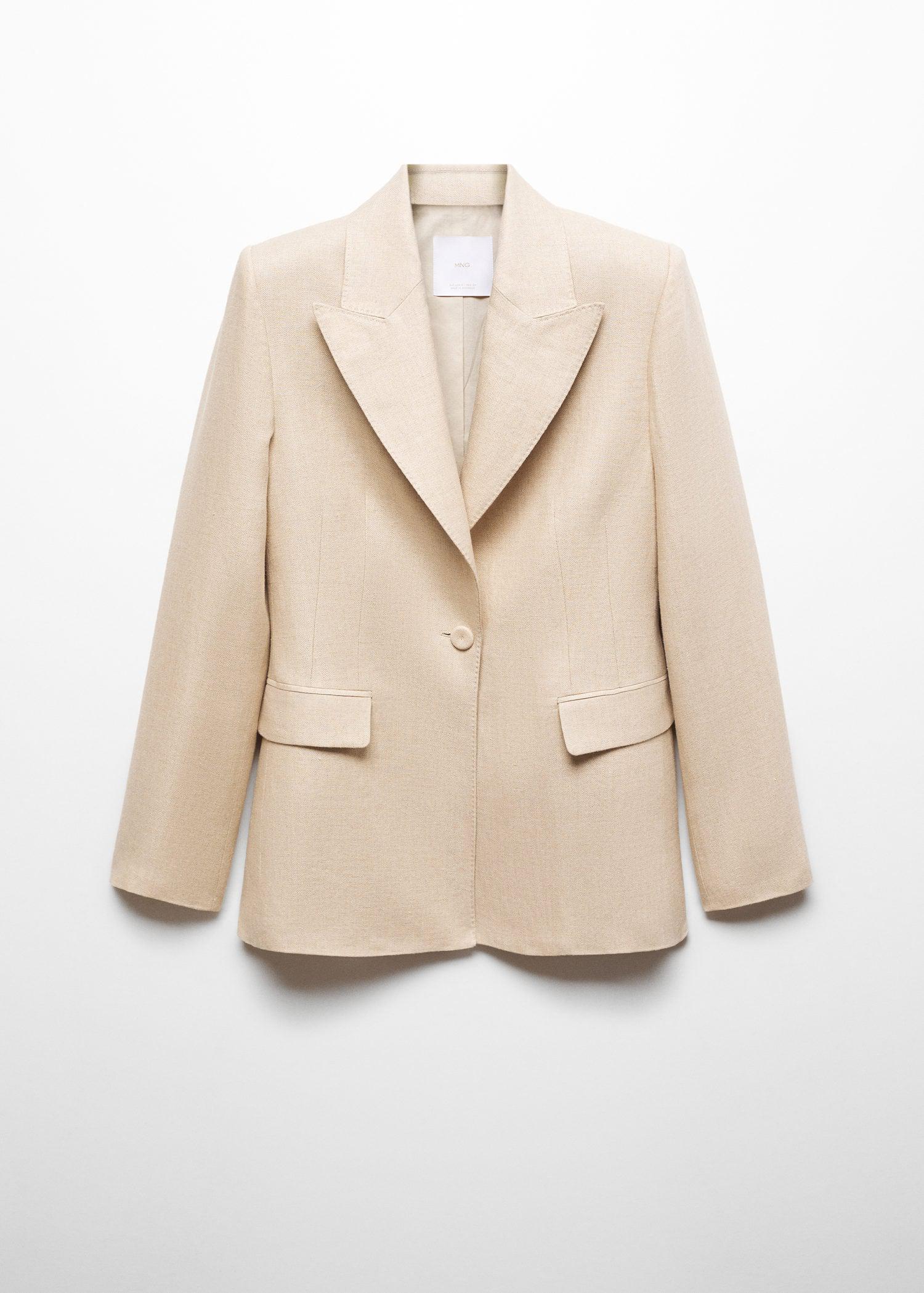 MANGO Linen Suit Blazer in Light/Pastel Grey | Endource