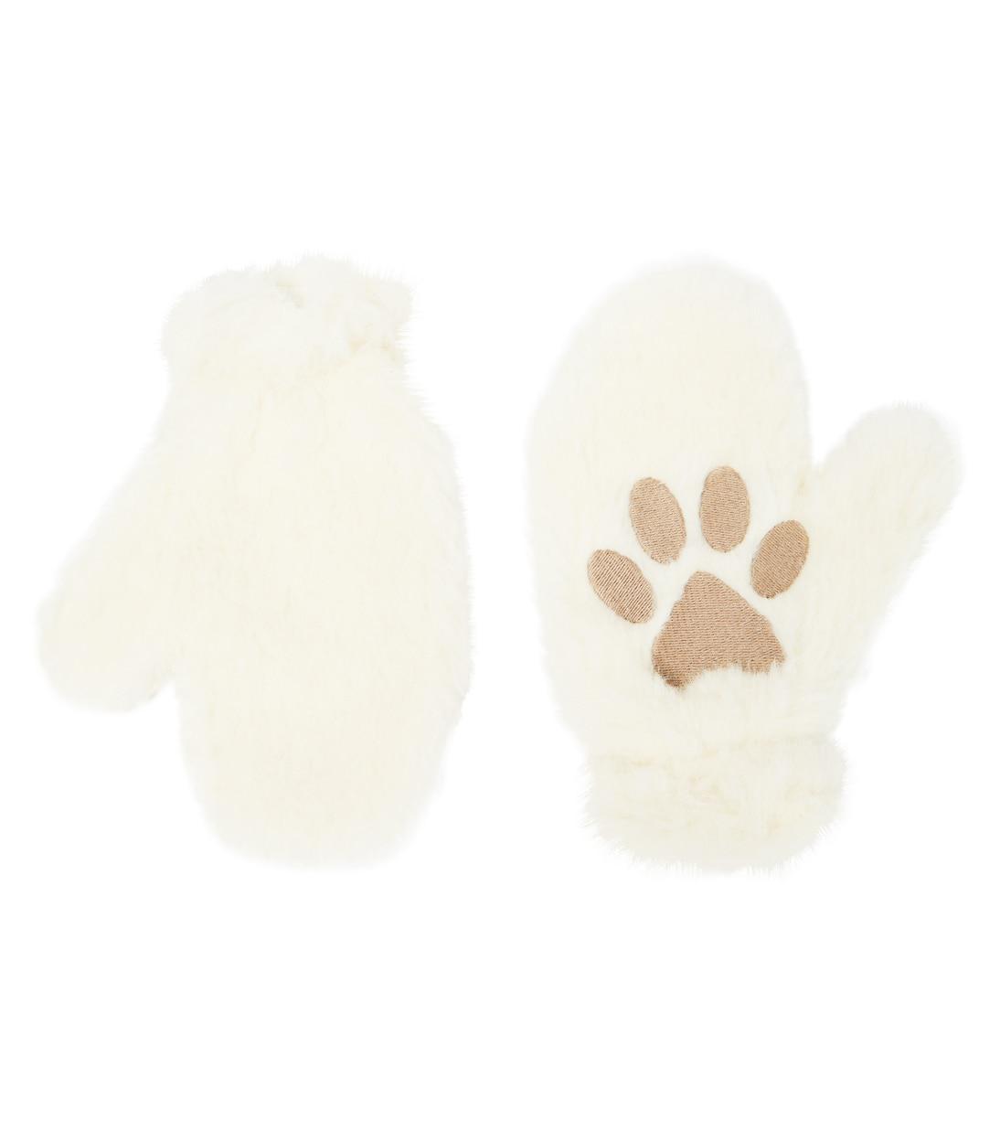 Max Mara Alpaca, Linen, And Silk Teddy Mittens in White | endource