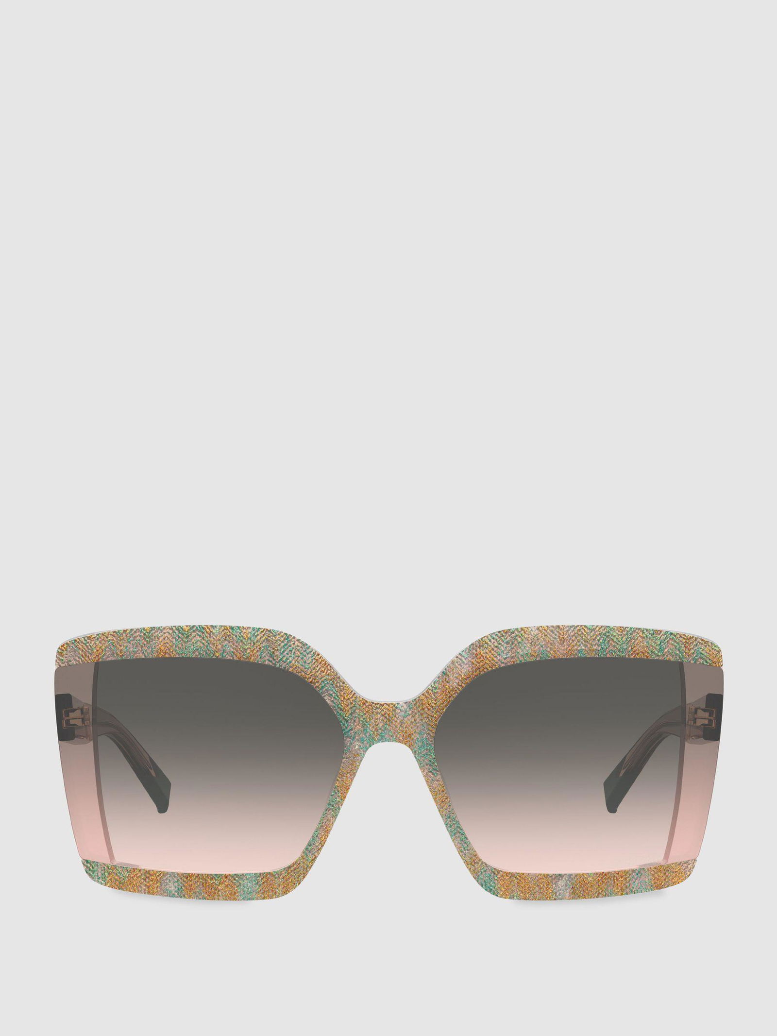 MISSONI EYEWEAR Transparent Pattern Sunglasses in Pink/Green | endource