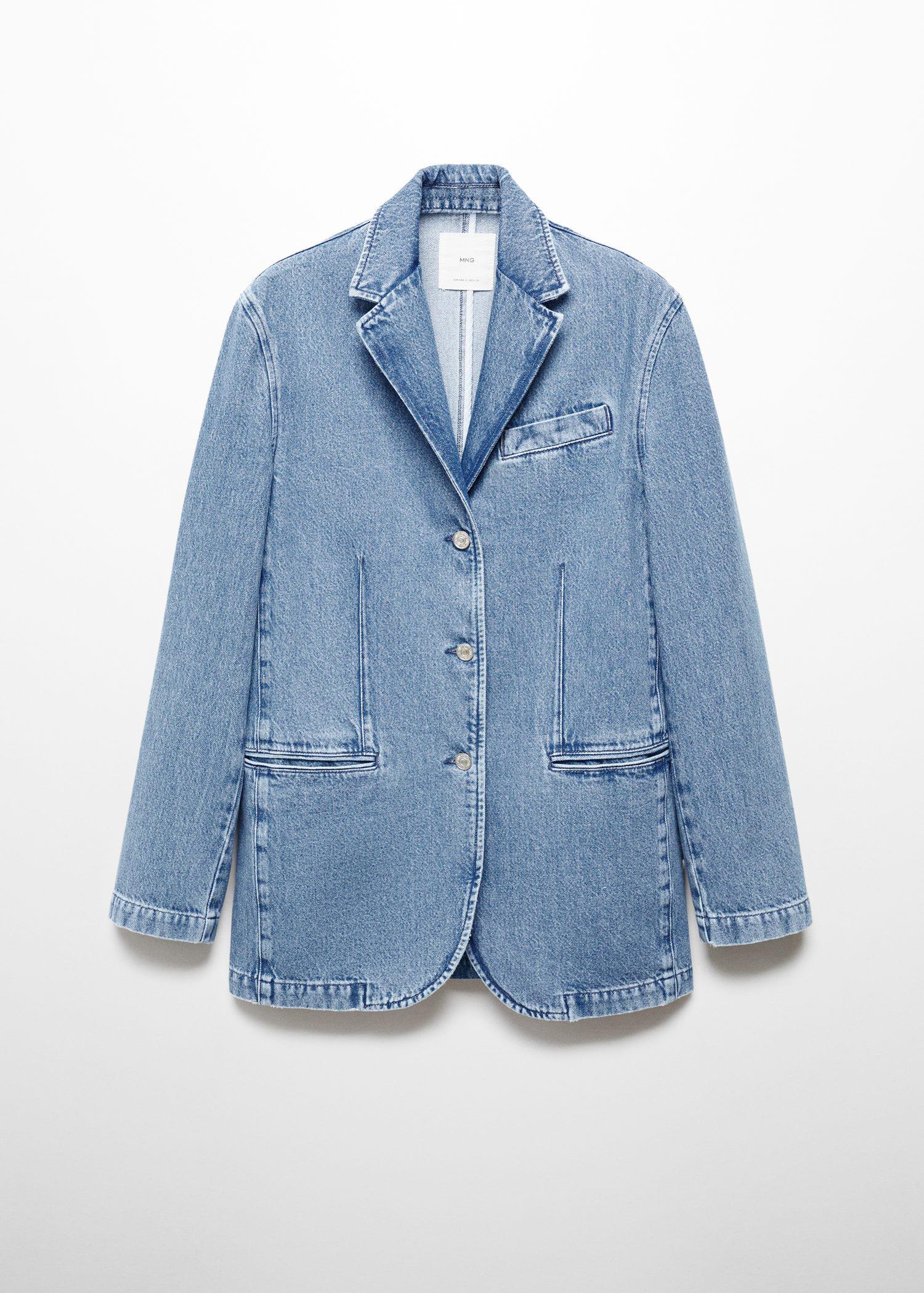 MANGO Denim Jacket With Buttons in Medium Blue | Endource