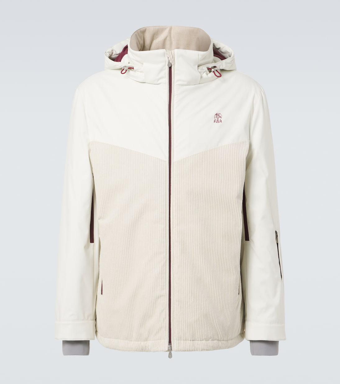 BRUNELLO CUCINELLI Corduroy-Paneled Ski Jacket in Neutrals | endource
