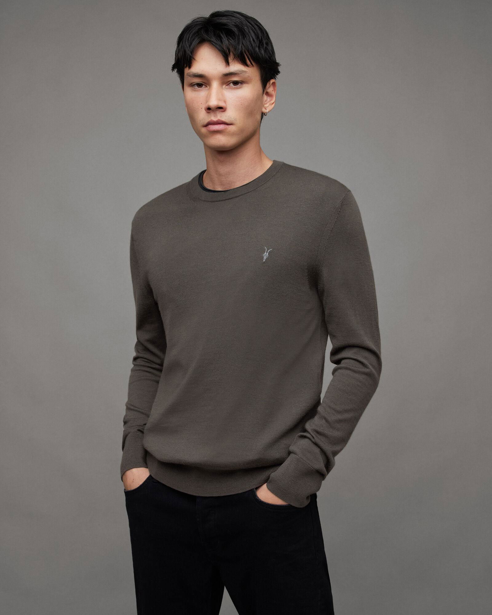 ALLSAINTS Mode Merino Crew Neck Ramskull Jumper in Dark Ivy Green ...