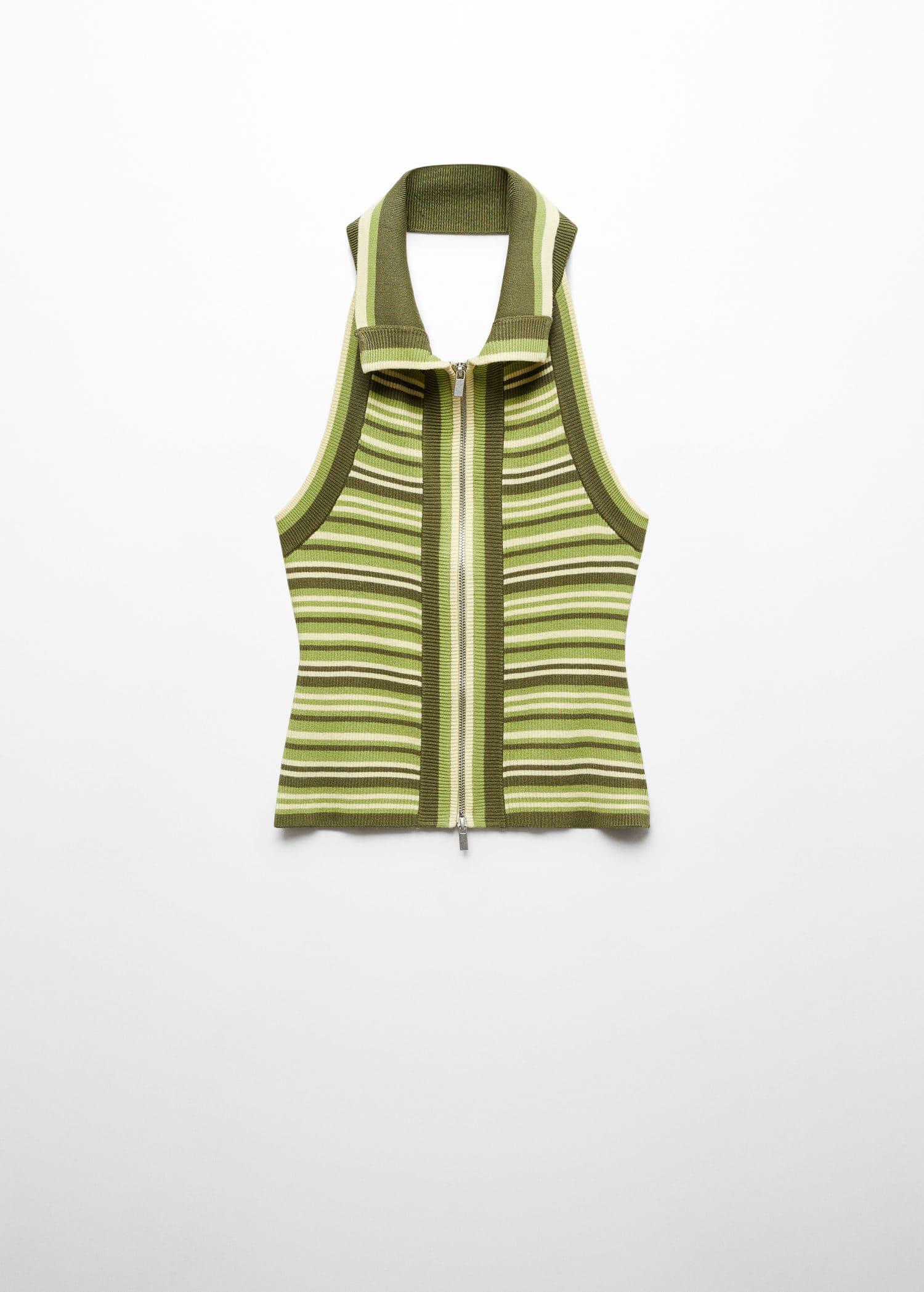 MANGO Double-Zip Knitted Top in Green | Endource