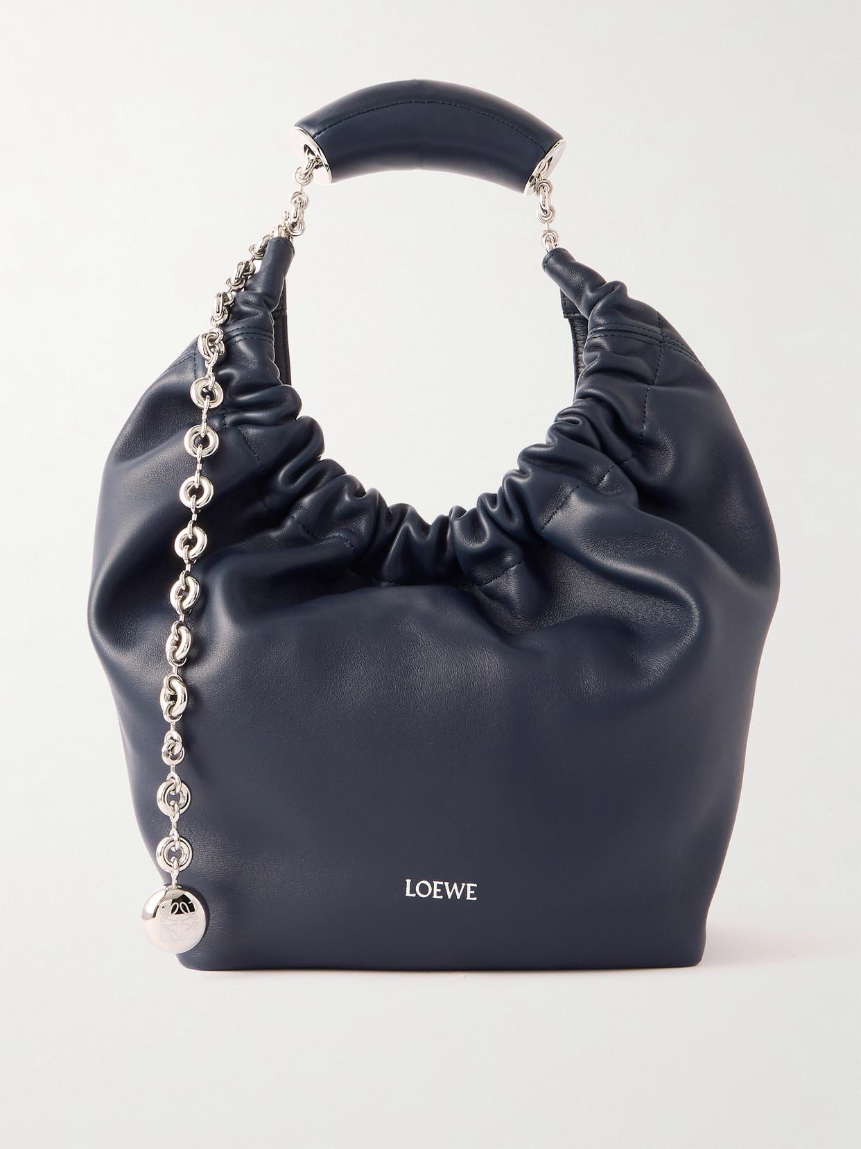LOEWE Squeeze Small Chain-Embellished Gathered Leather Shoulder Bag in ...