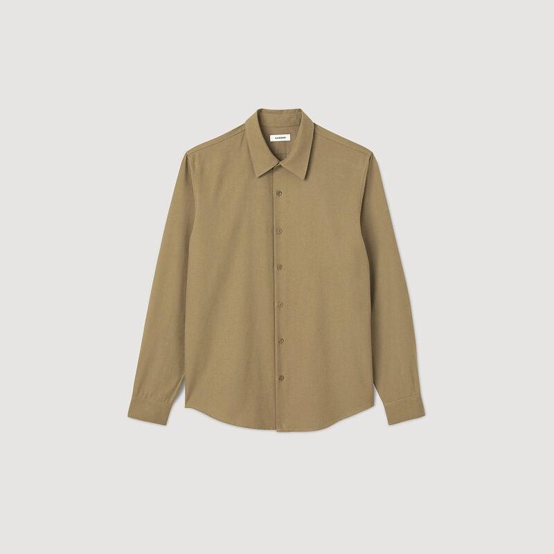 SANDRO Flannel Shirt in Olive Green | Endource