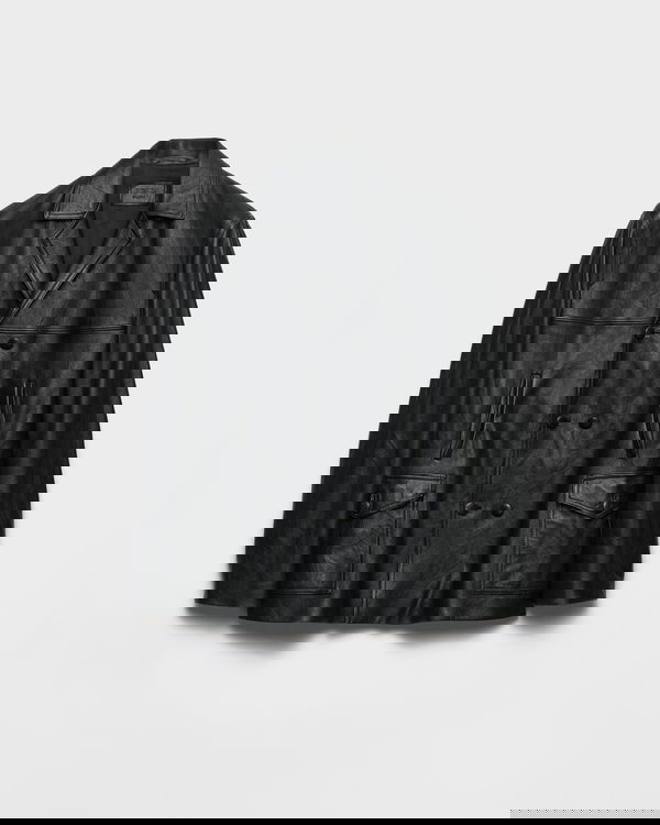 PRADA Double-Breasted Nappa Leather Caban Jacket | endource