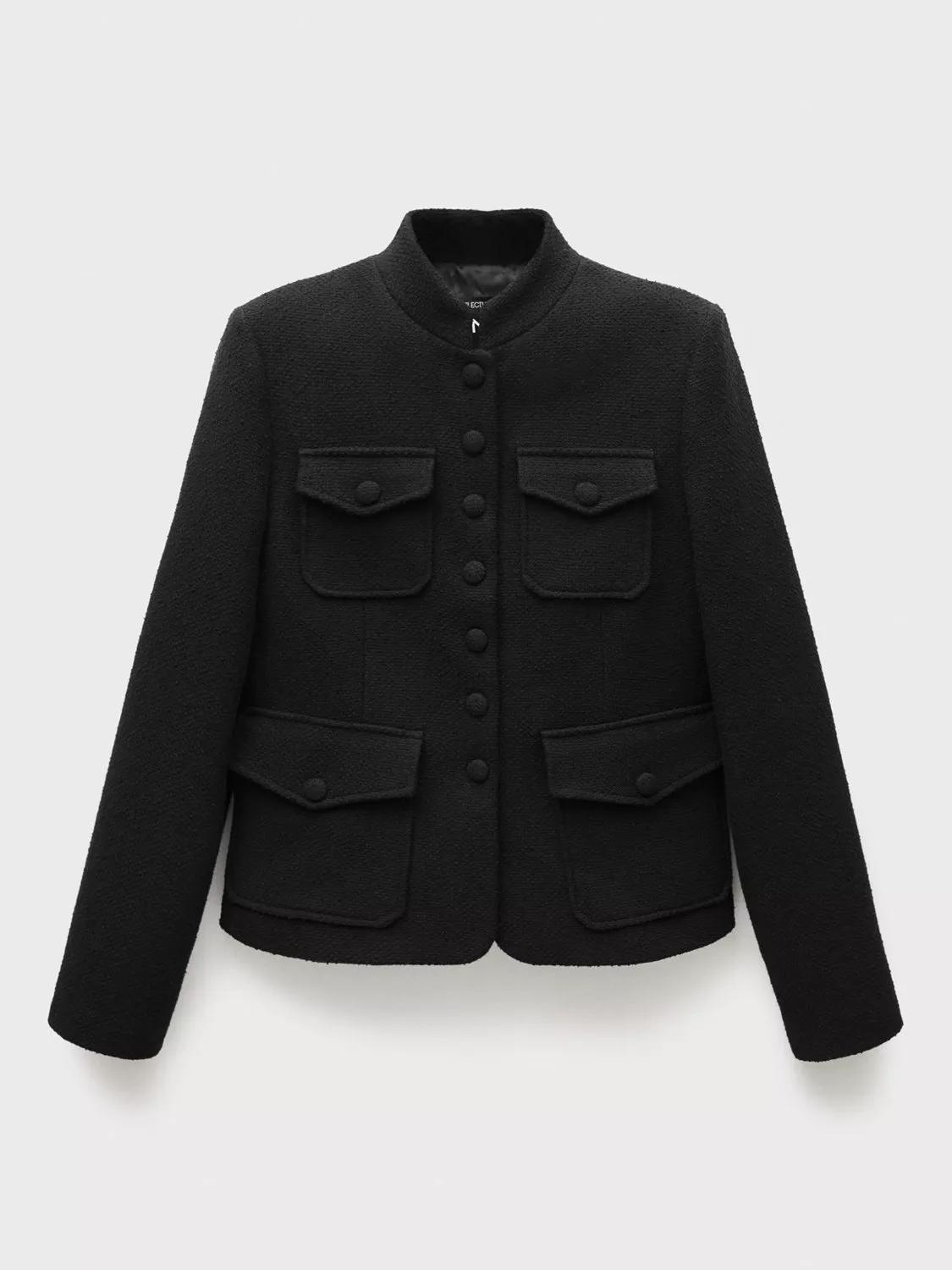 MANGO Vera Military Inspired Jacket in Black | endource