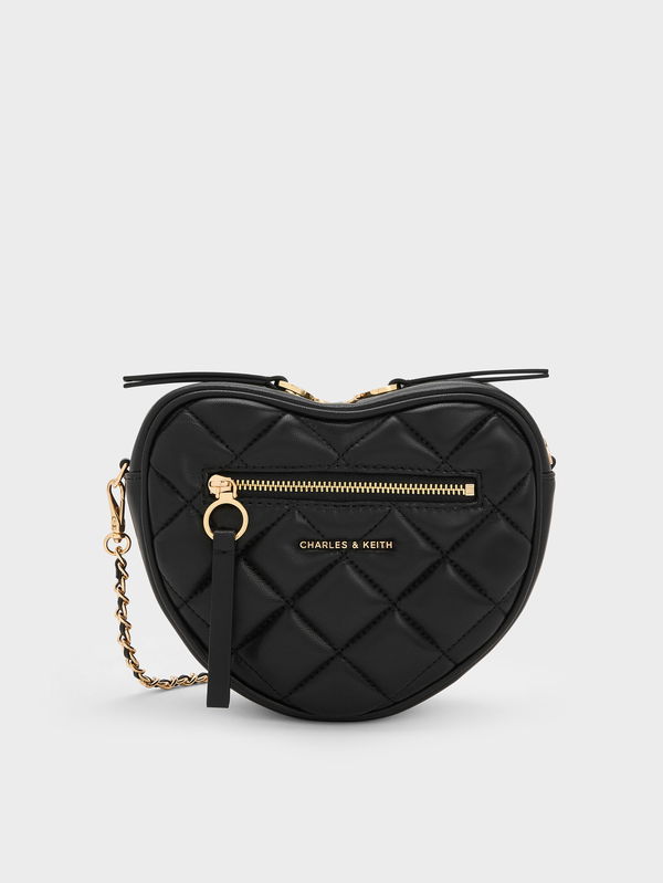 CHARLES & KEITH Paffuto Quilted Heart Crossbody Bag | endource