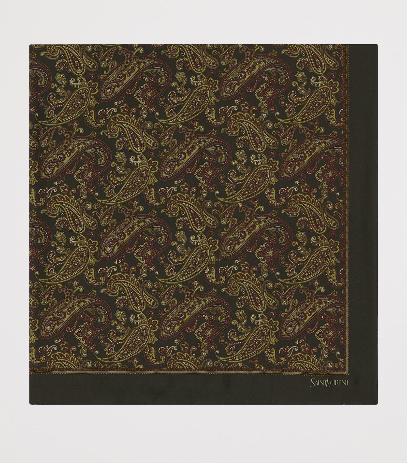 SAINT LAURENT Saint Laurent Silk Paisley Scarf in Green | endource