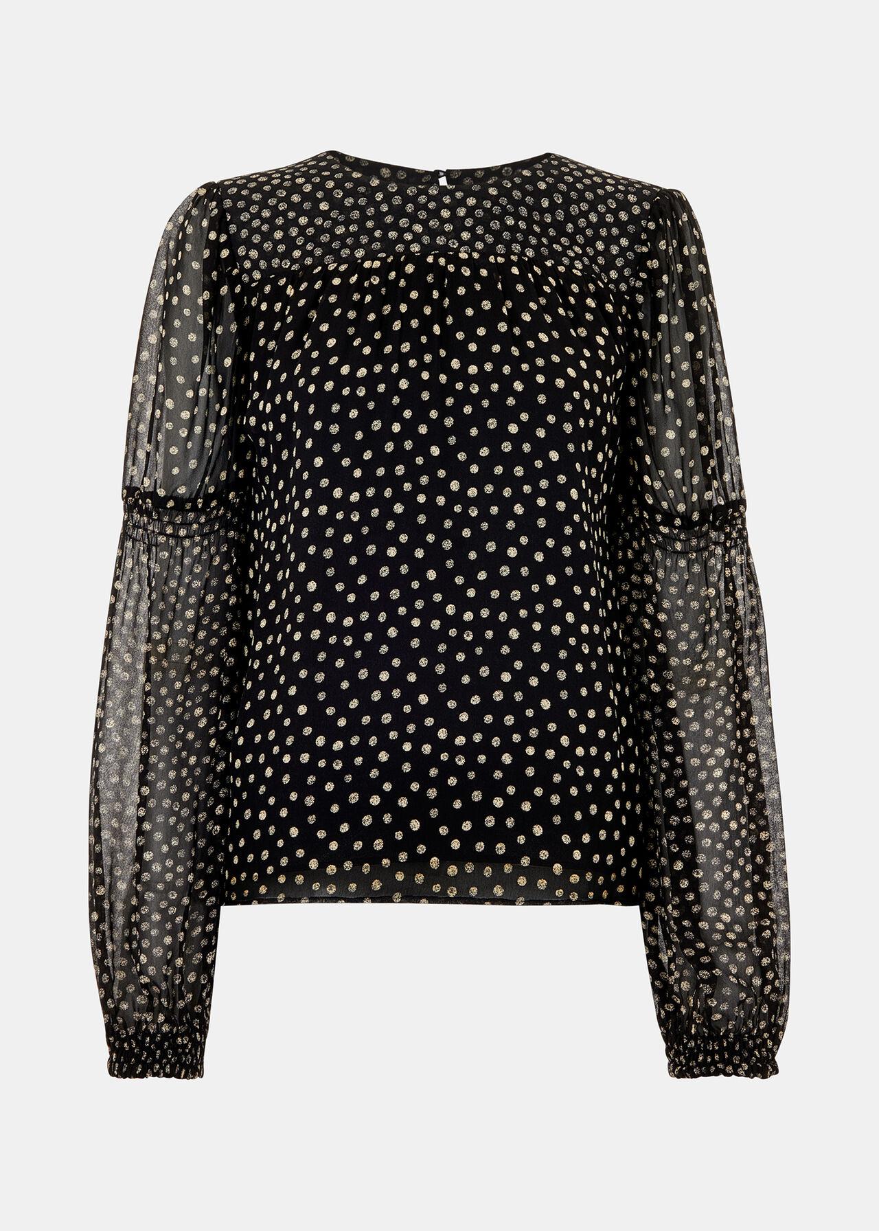 WHISTLES Polka Dot Blouse in Black/Multi | endource