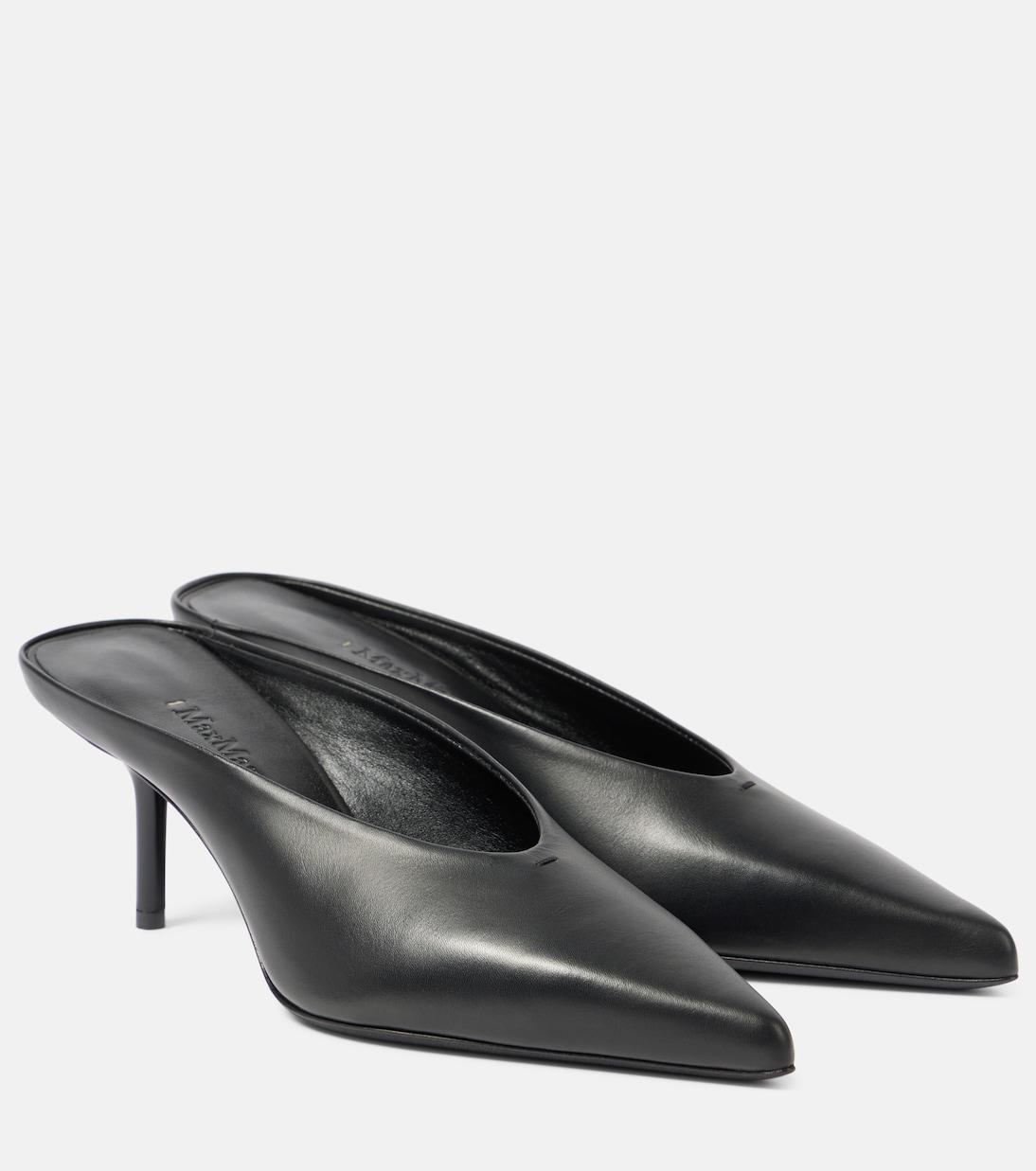Max Mara Mmmuleca Leather Mules in Black | Endource