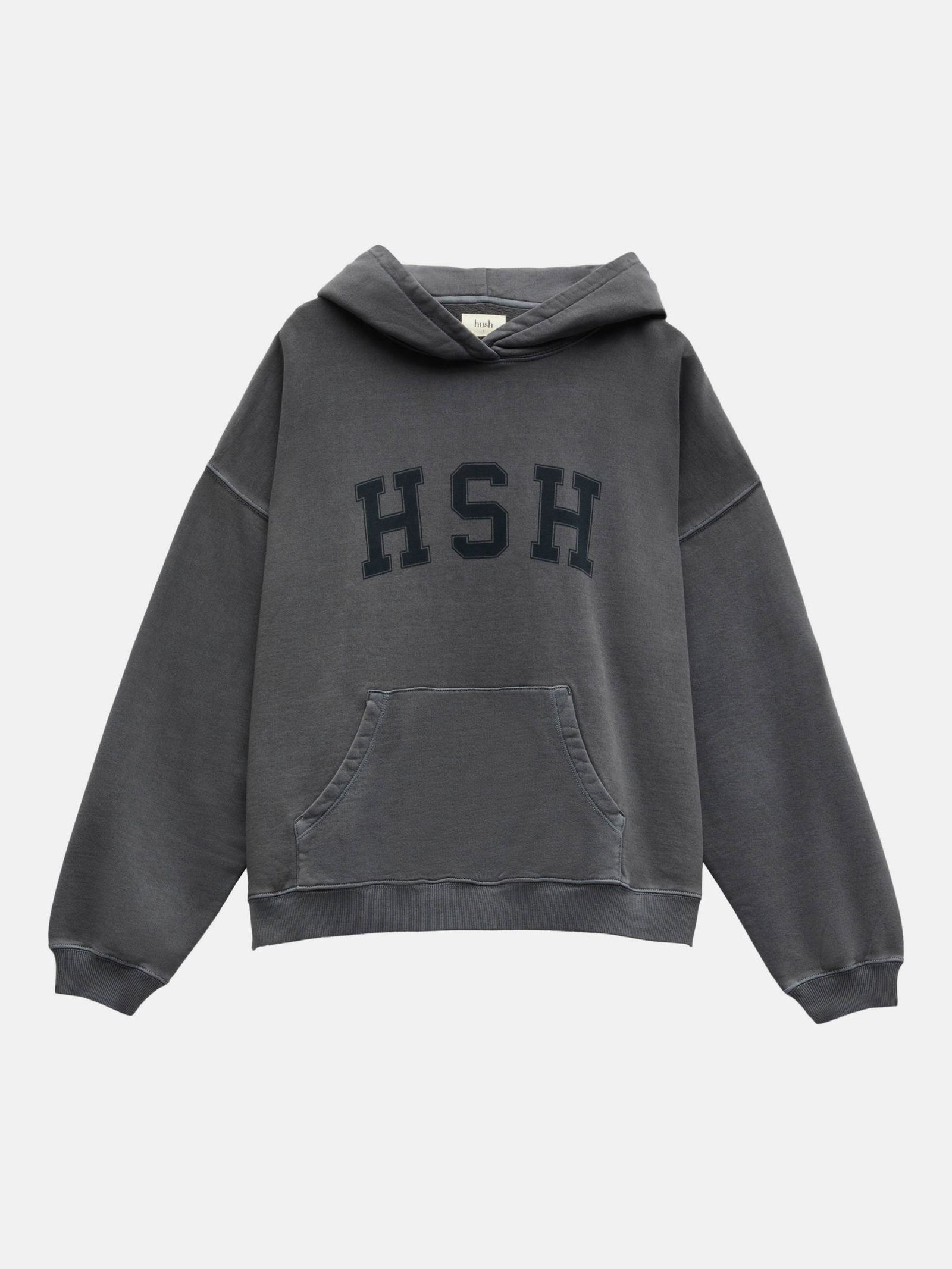 HUSH Graphic Oversized Hoodie in Mid Grey | endource