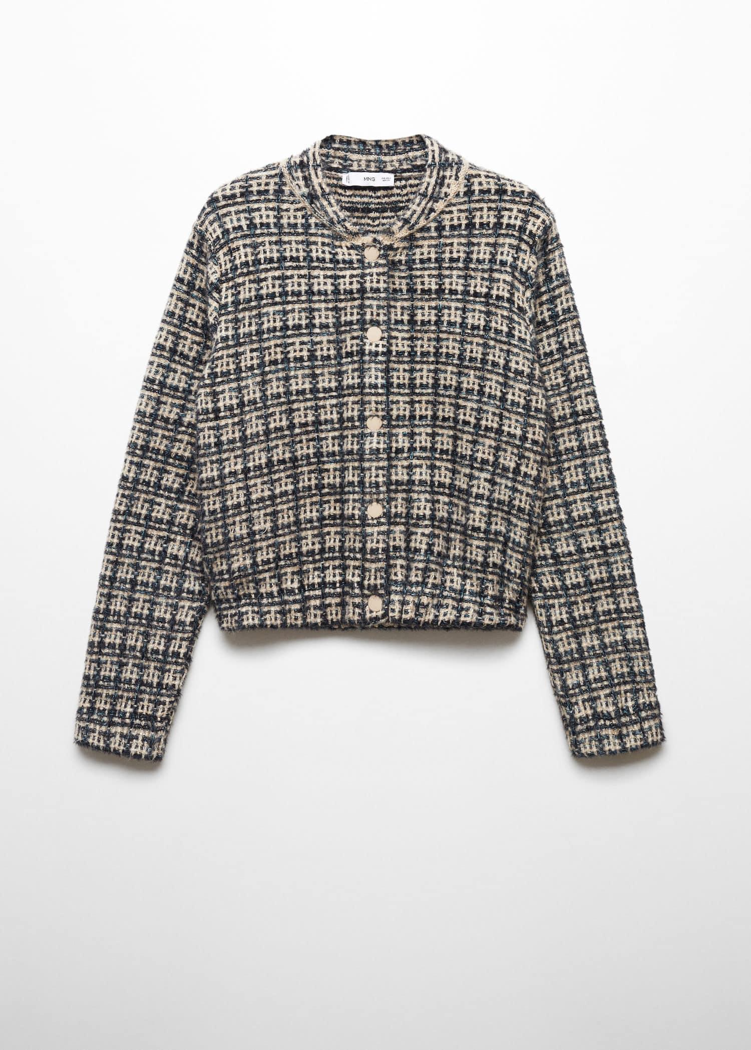 MANGO Tweed Bomber Jacket in Dark Navy | endource