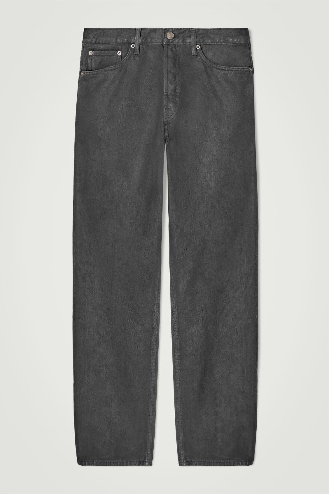 COS Signature Straight-Leg Jeans in COATED BLACK | endource