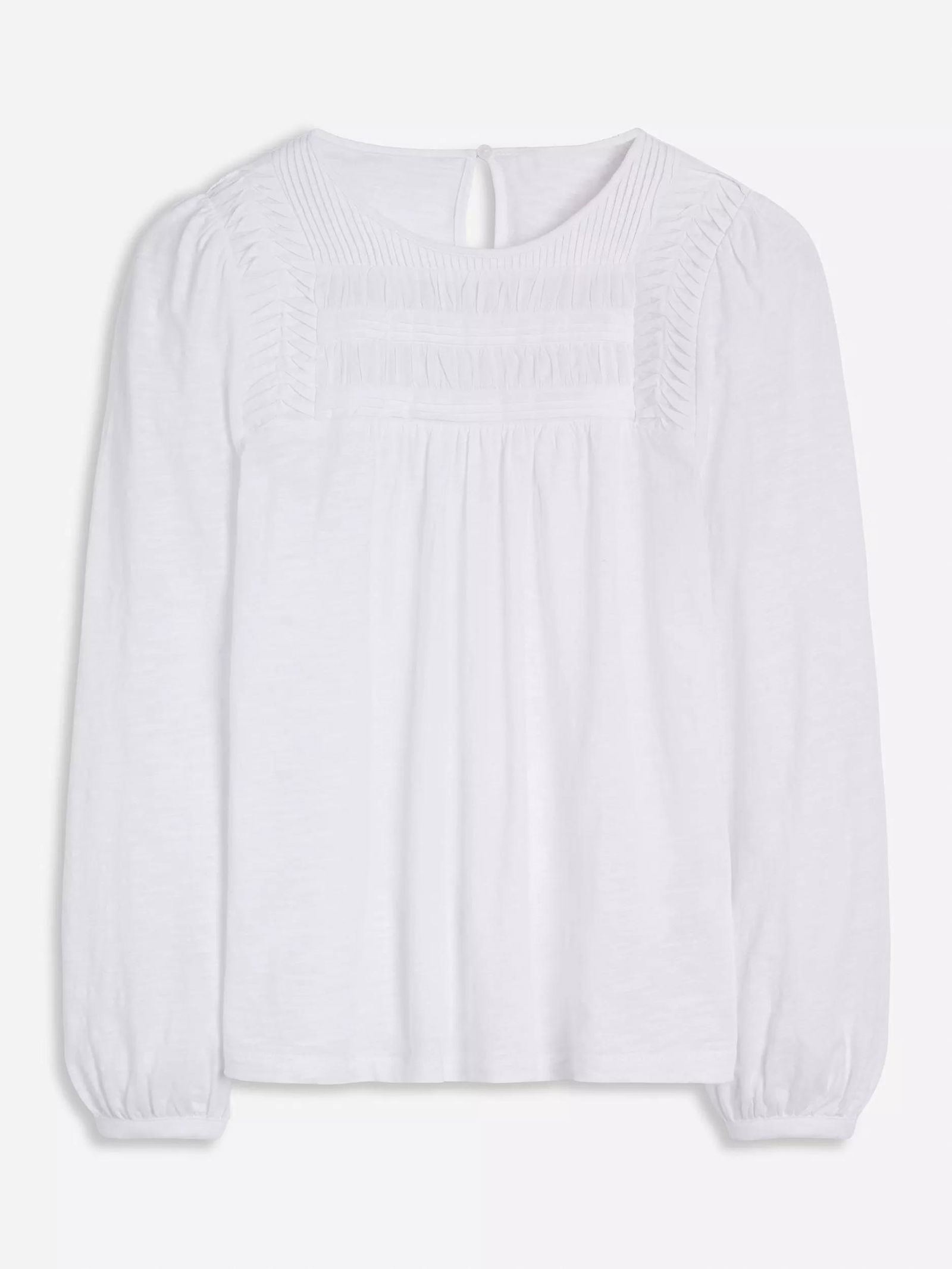 BODEN Pintuck Yoke Top in White | endource