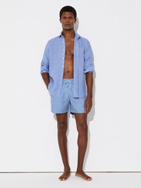REISS Orient Geometric-Print Swim Shorts In Blue | endource