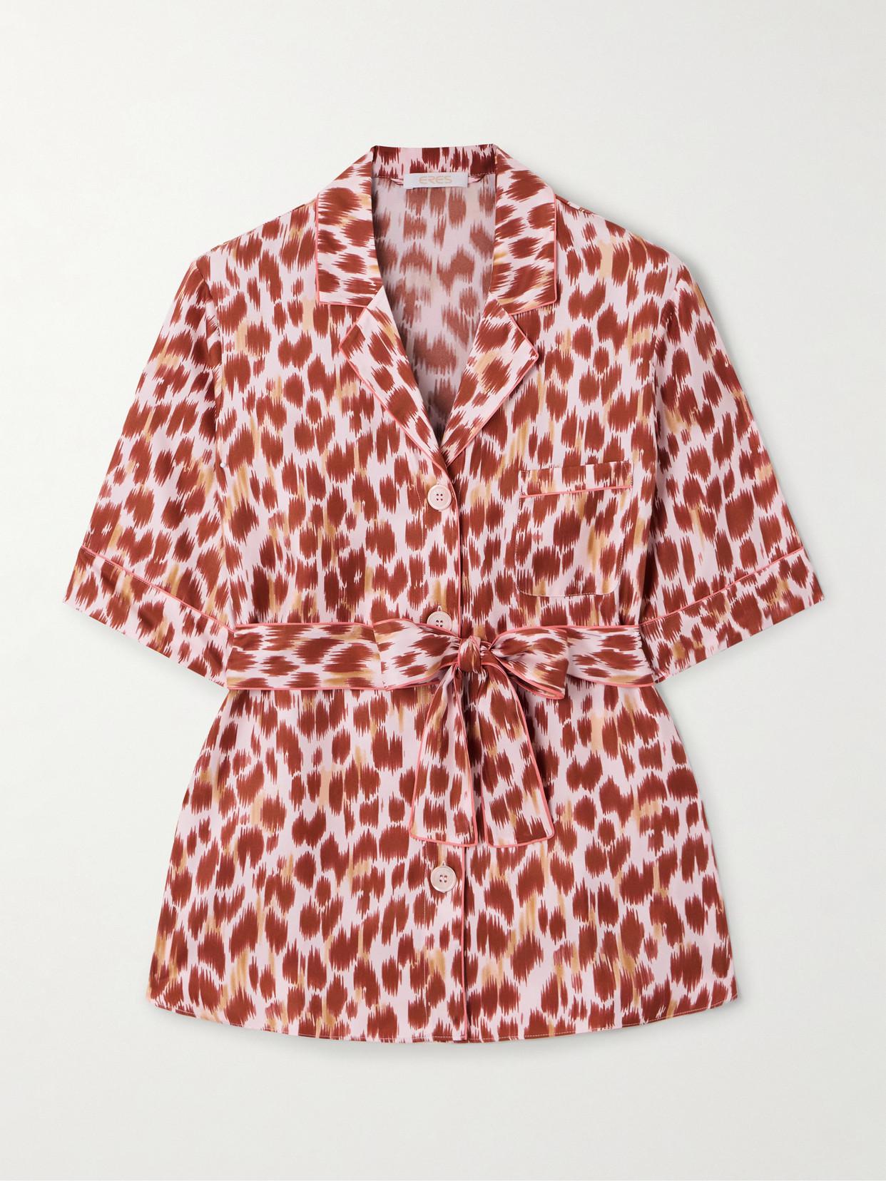 ERES Fauve Tlemeda Silk-Twill Printed Pajama Shirt in Red | endource