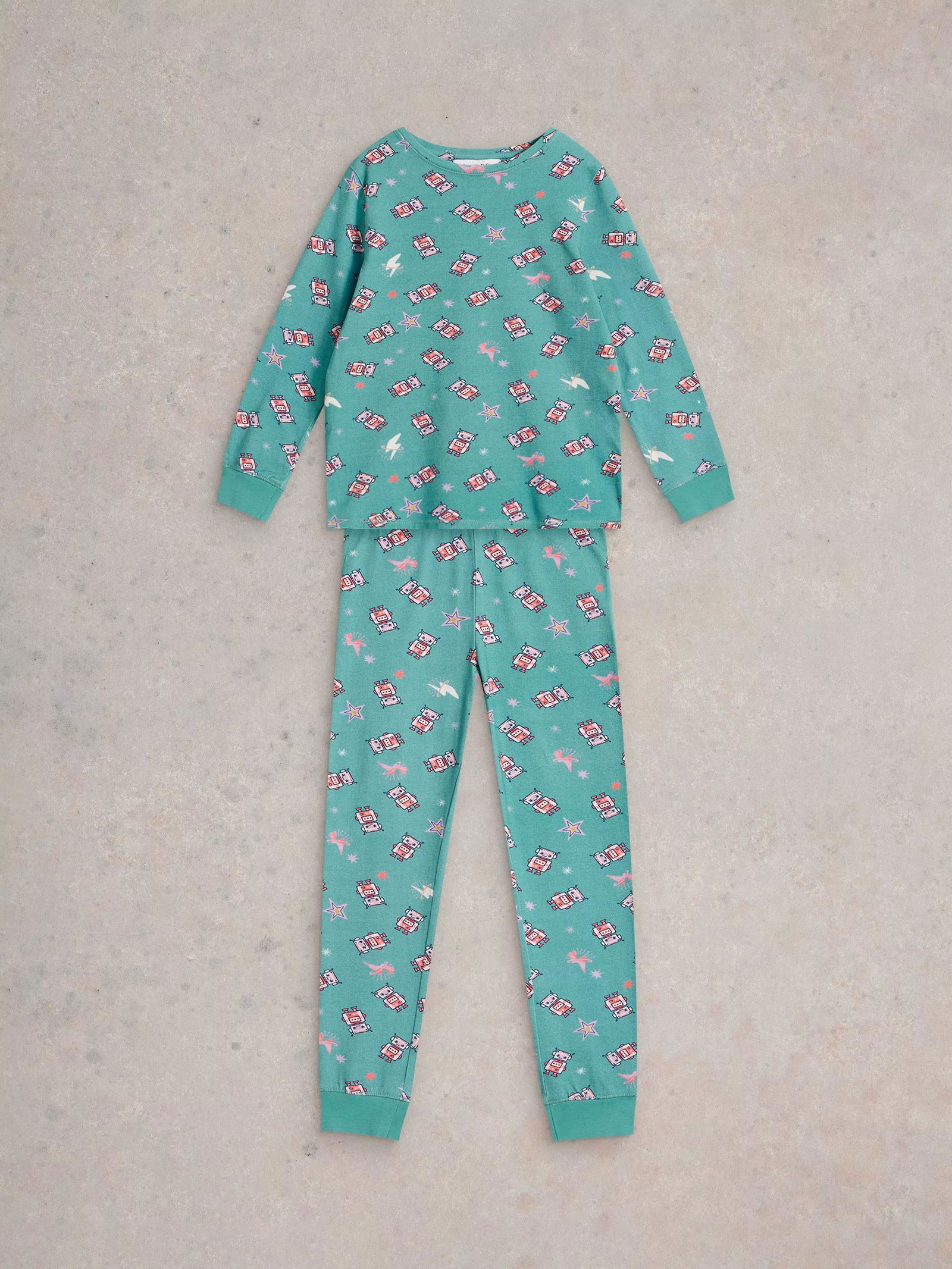 WHITE STUFF Robot Pyjamas in Teal/Multi | endource