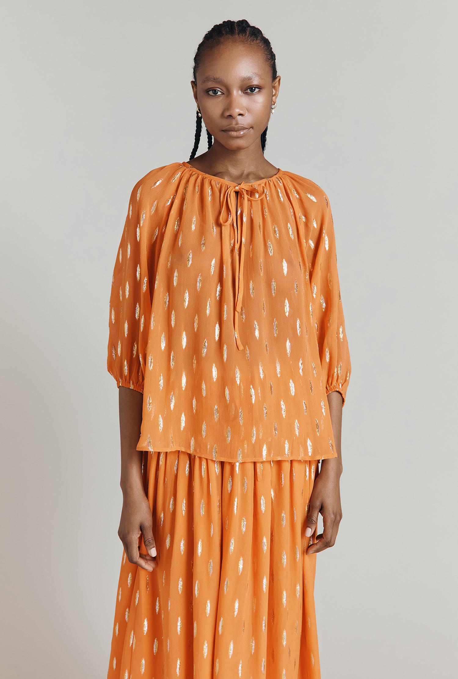 GHOST Adeline Lurex Georgette Peasant Blouse | endource