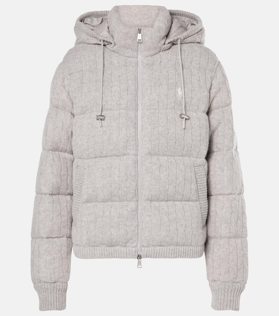 POLO RALPH LAUREN Cable-Knit Wool And Cashmere Down Jacket in Grey ...
