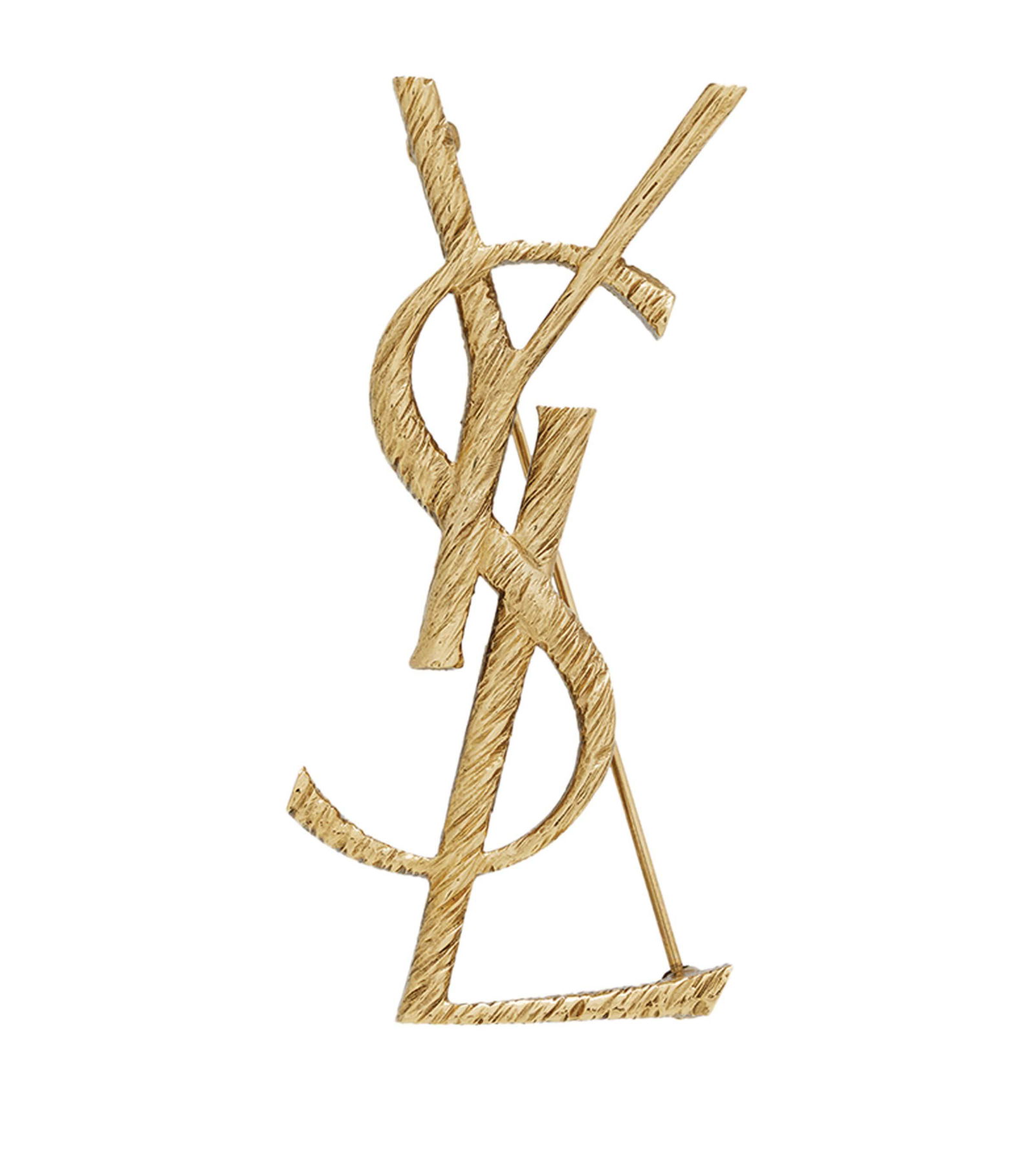 SAINT LAURENT Opyum Ysl Twisted Brooch in Metallic | endource