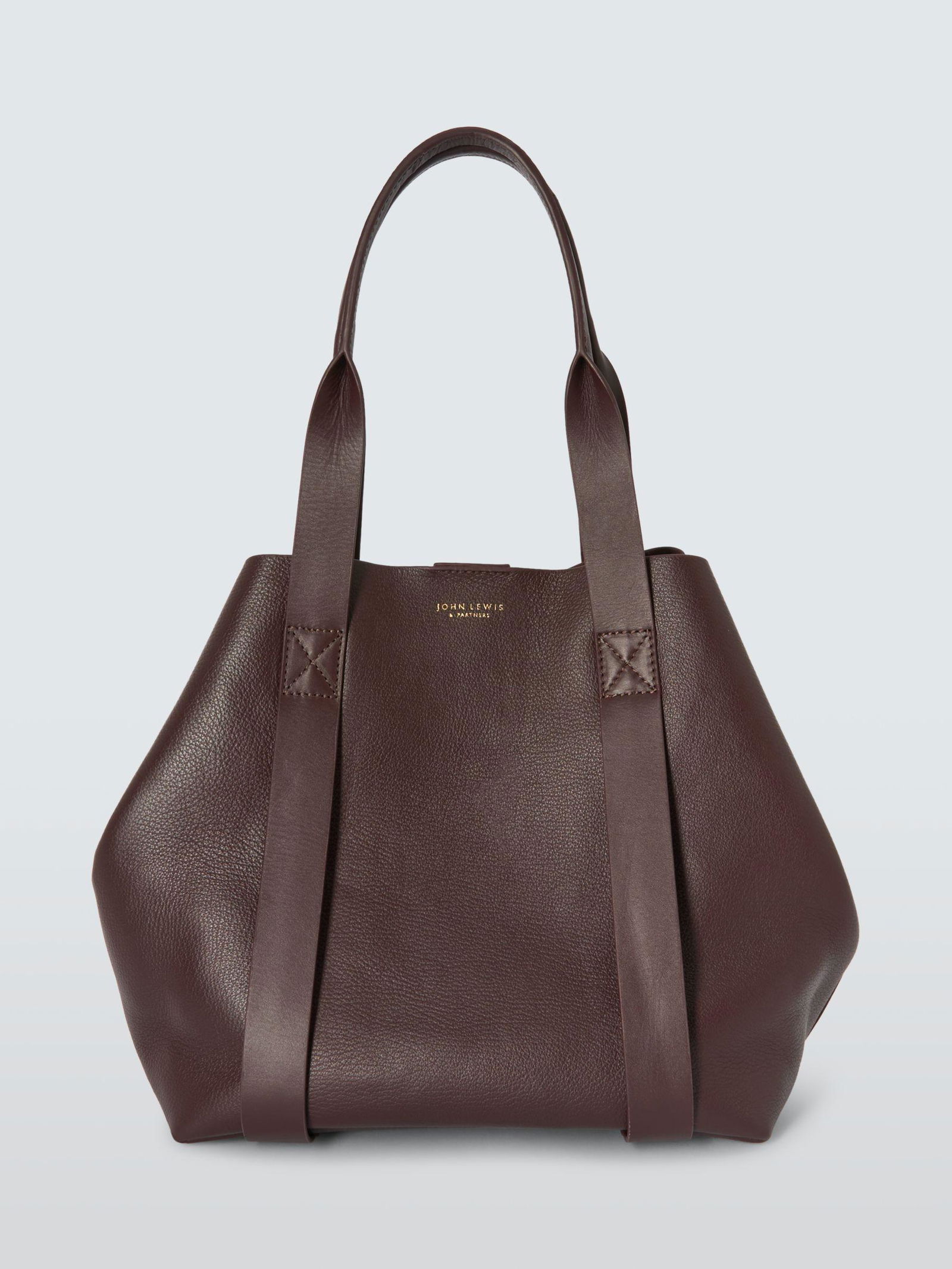 JOHN LEWIS Luxe Leather Tote Bag in Chocolate | endource