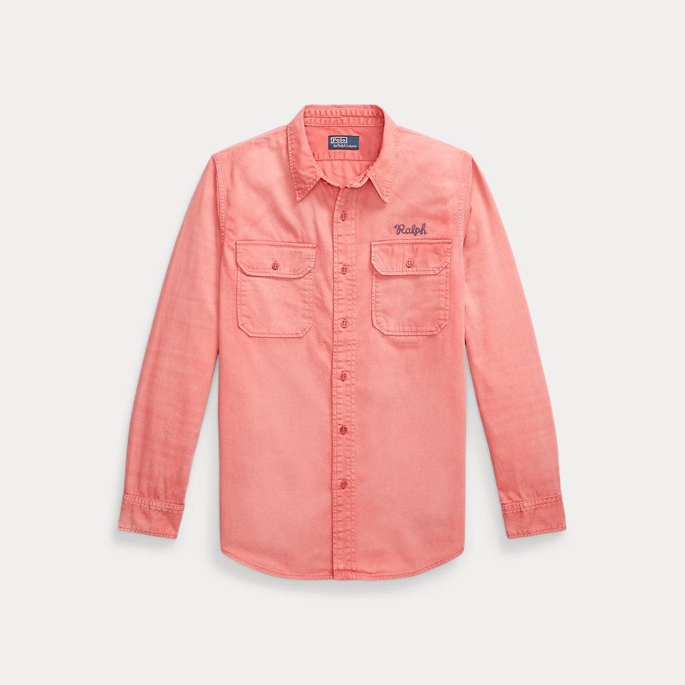 POLO RALPH LAUREN Classic Fit Embroidered Chino Workshirt in Red | endource