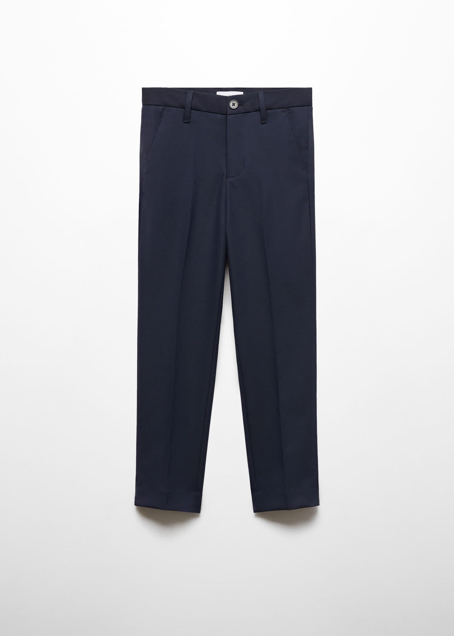 MANGO Straight Suit Trousers in Dark Navy | Endource