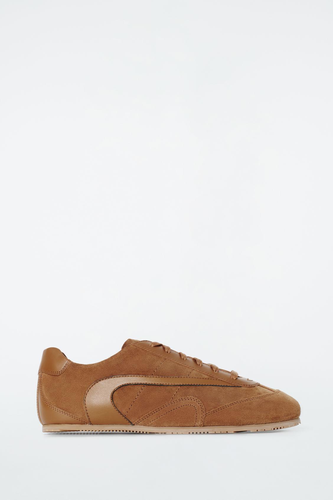 COS Minimal Suede Trainers in COGNAC | endource