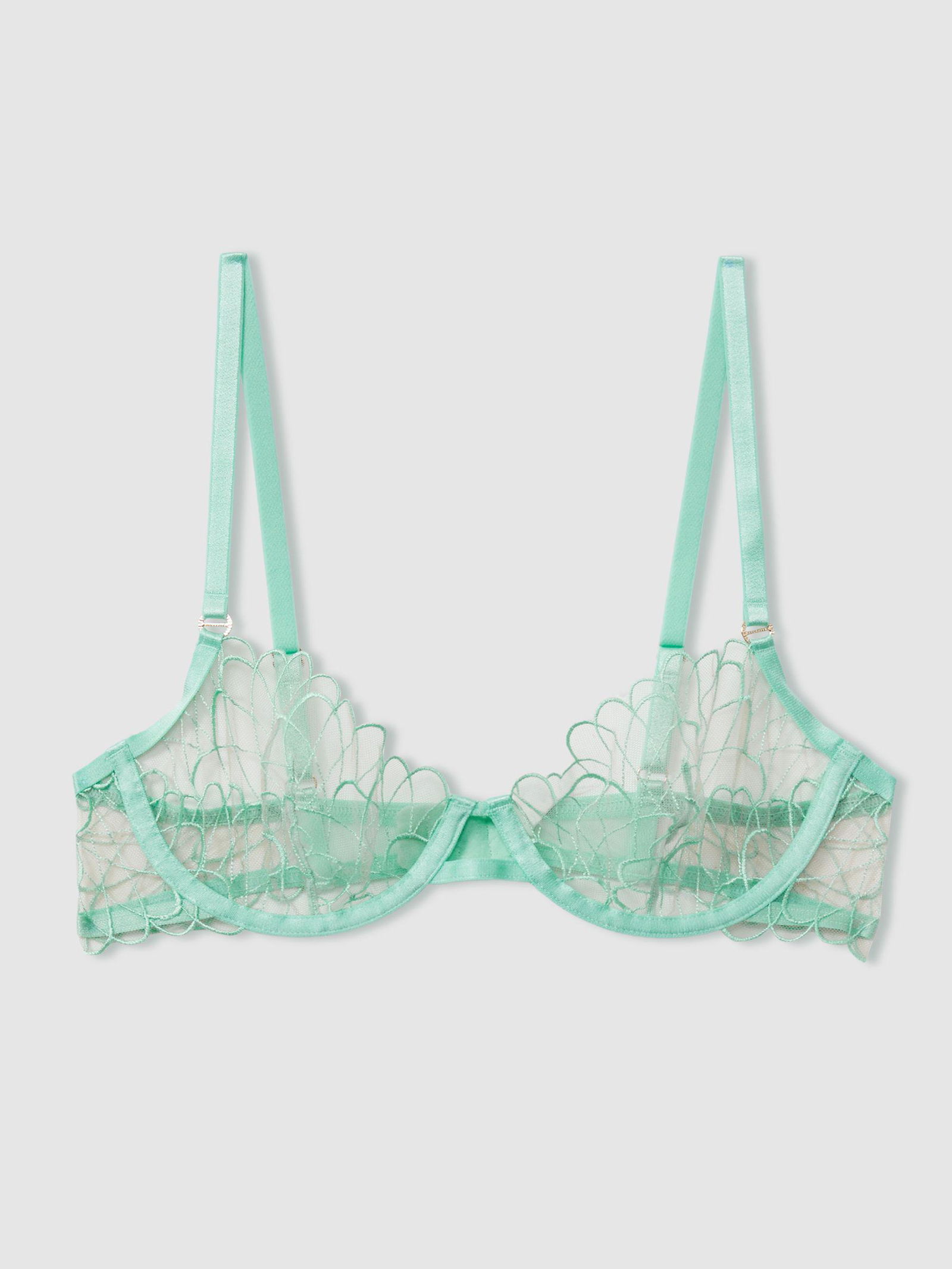 BLUEBELLA Sheer Embroidered Underwired Bra in Mint | endource