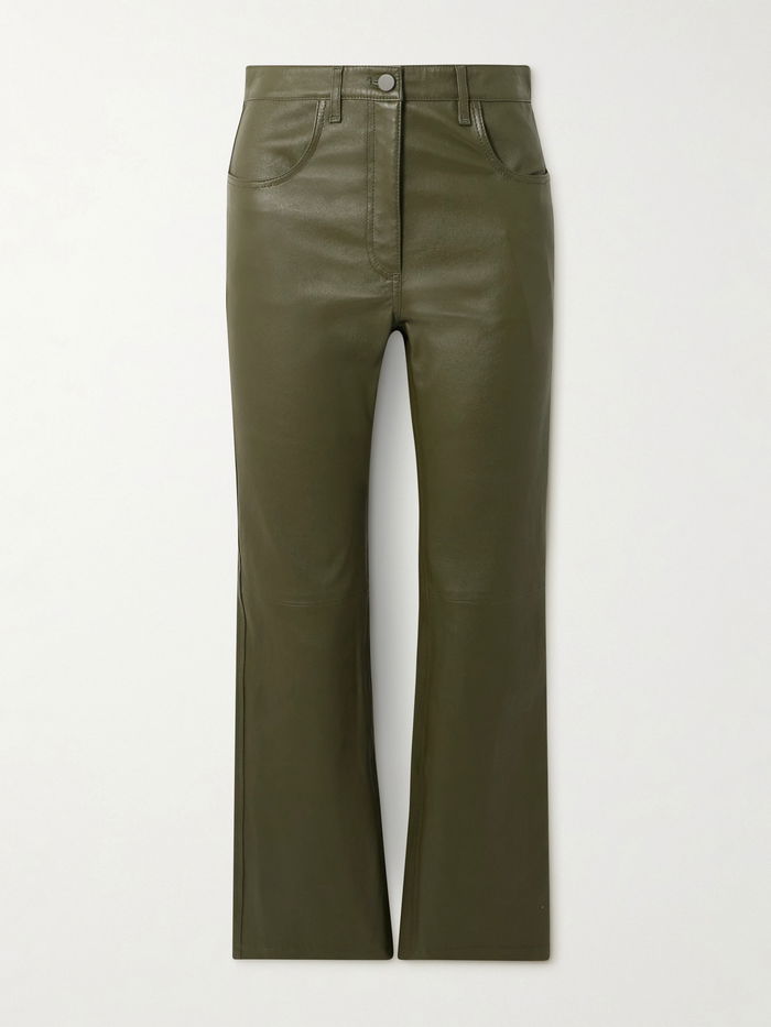 JOSEPH Duke Cropped Leather Flared Pants | endource