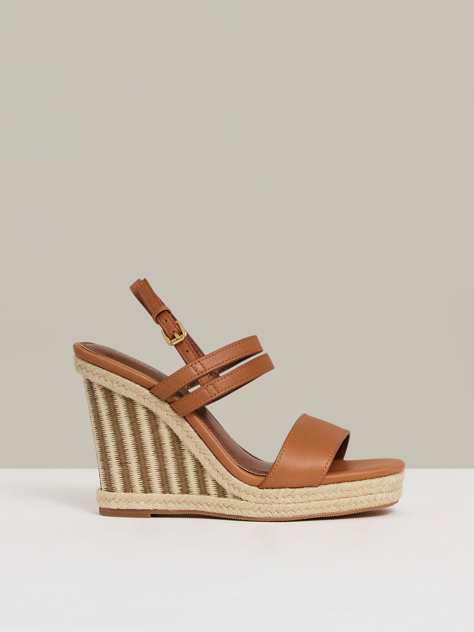 REISS Hailey Raffia Wedge Heeled Sandals in Neutral | endource