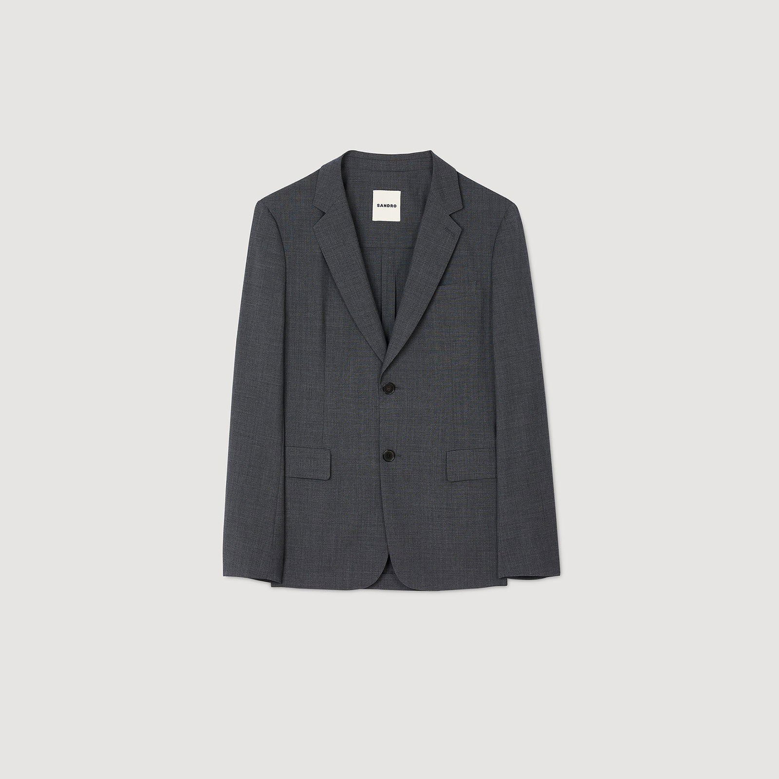 SANDRO Wool Suit Jacket in Mocked Grey | endource