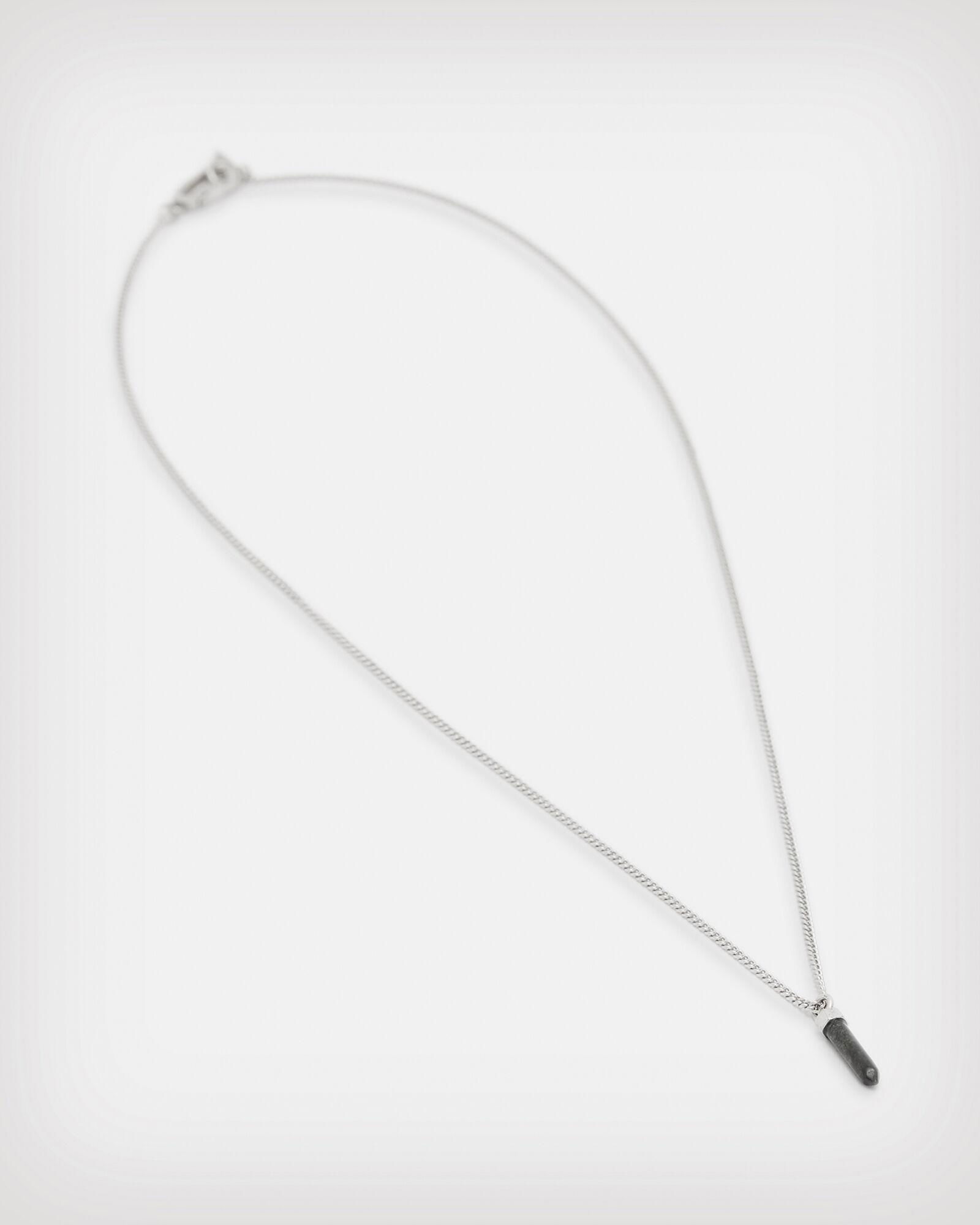 ALLSAINTS Theo Stone Sterling Silver Necklace in Warm Silver | endource