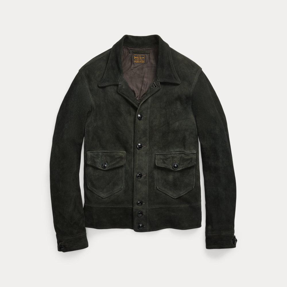 RALPH LAUREN RRL Suede Jacket in Black | endource