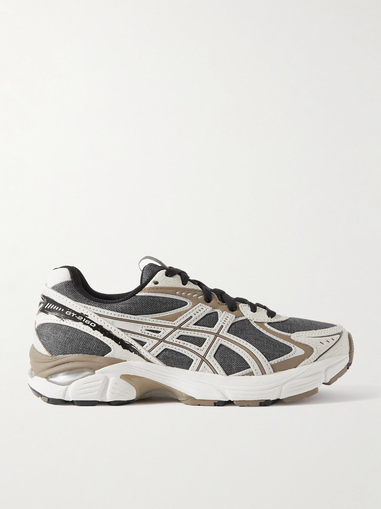 ASICS Gt-2160 Leather-Trimmed Trainers in Black | endource